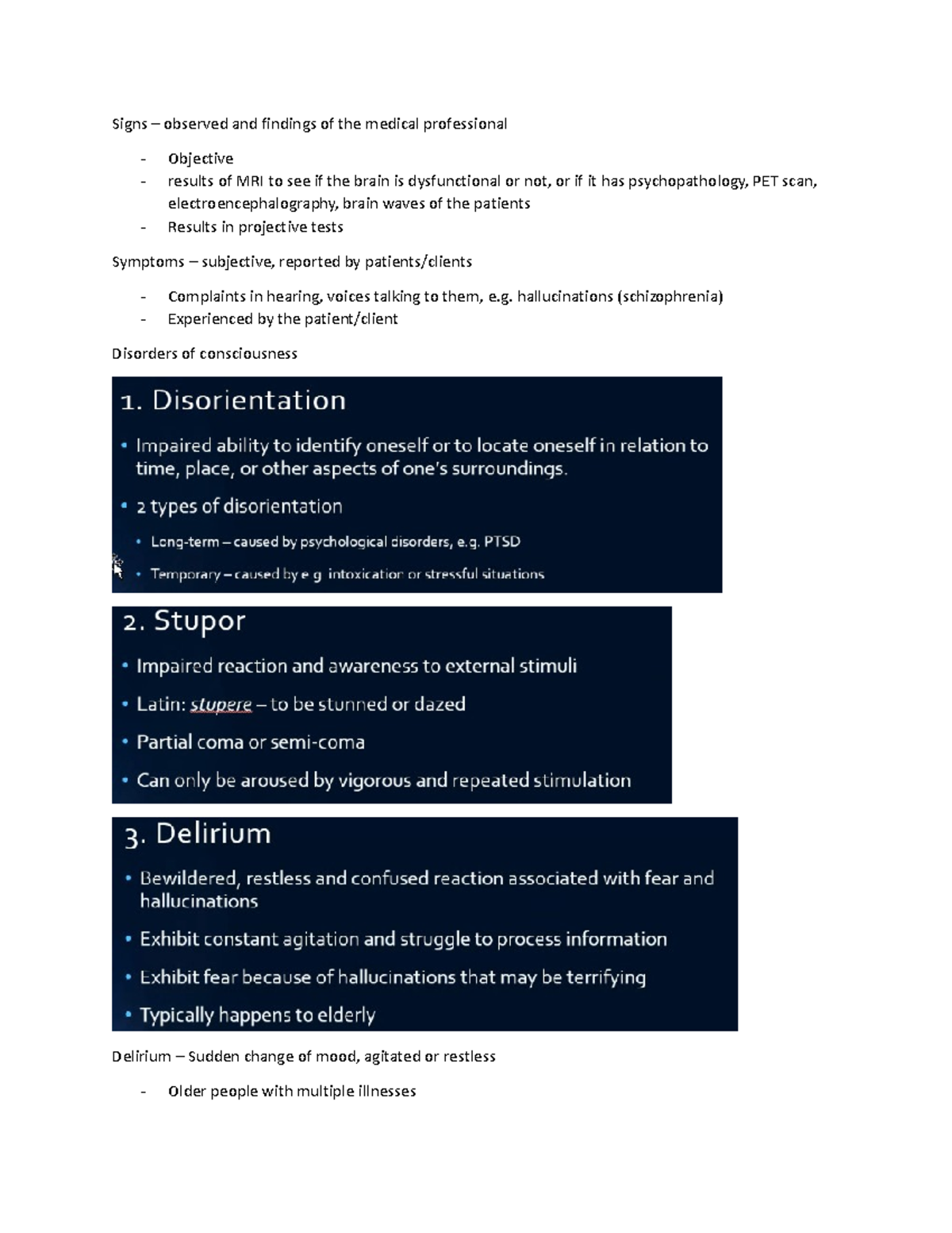 Adv AB 09-19 - Adv. Abnormal Psychology - Signs – observed and findings ...