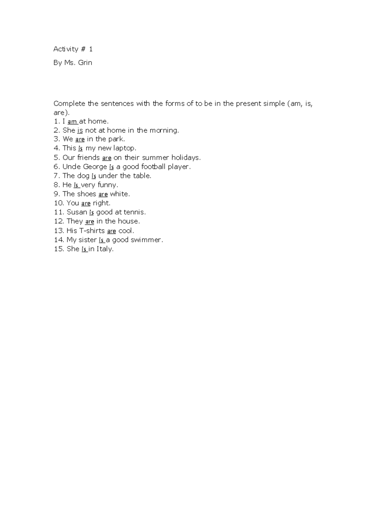 English I Activity 1 2023 - Activity # 1 By Ms. Grin Complete the ...