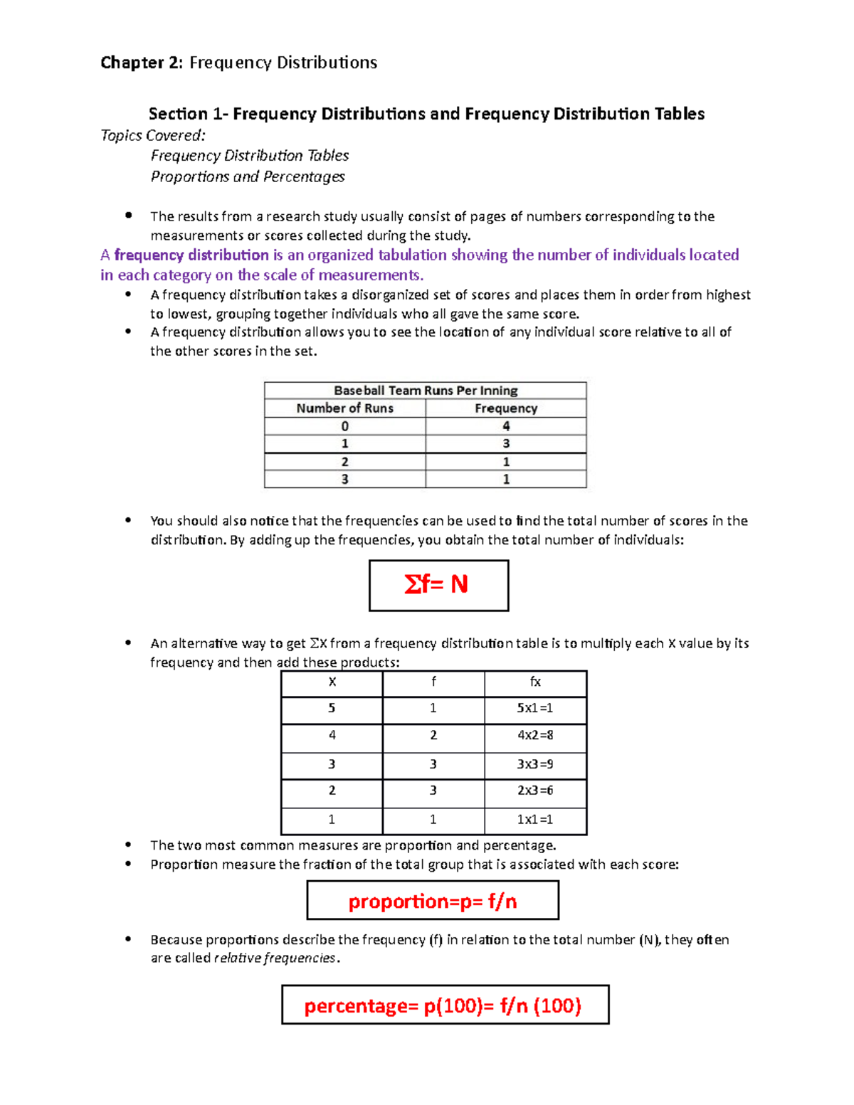 Chapter 2- Frequency Distibutions - Section 1- Frequency Distributions ...
