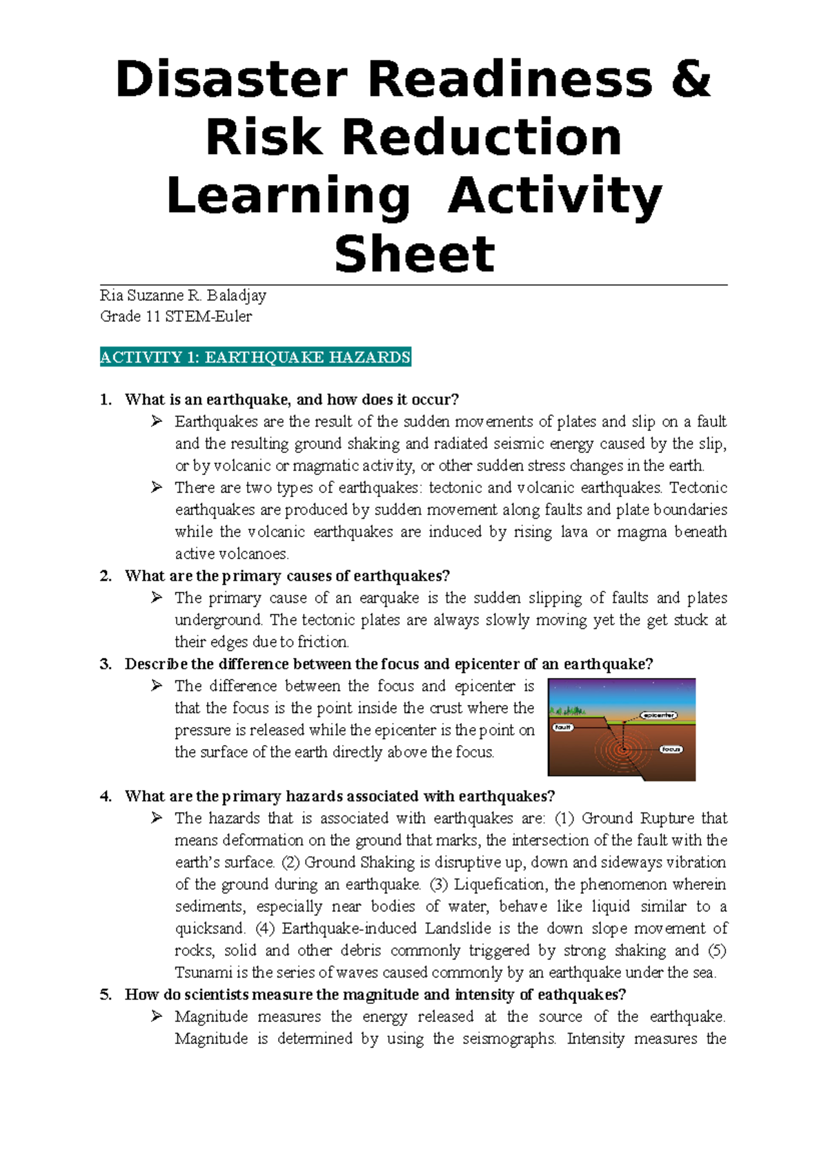 Disaster Readiness - Baladjay Grade 11 STEM-Euler ACTIVITY 1 ...