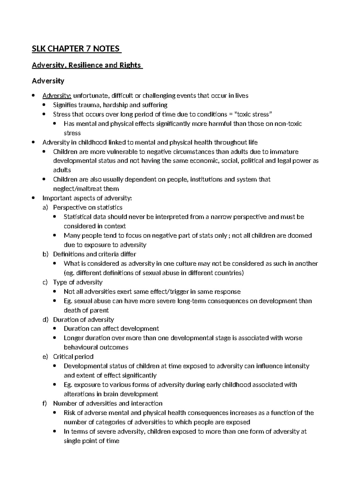 SLK Chapter 7 Notes - Based on the lecture and prescribed book - SLK ...