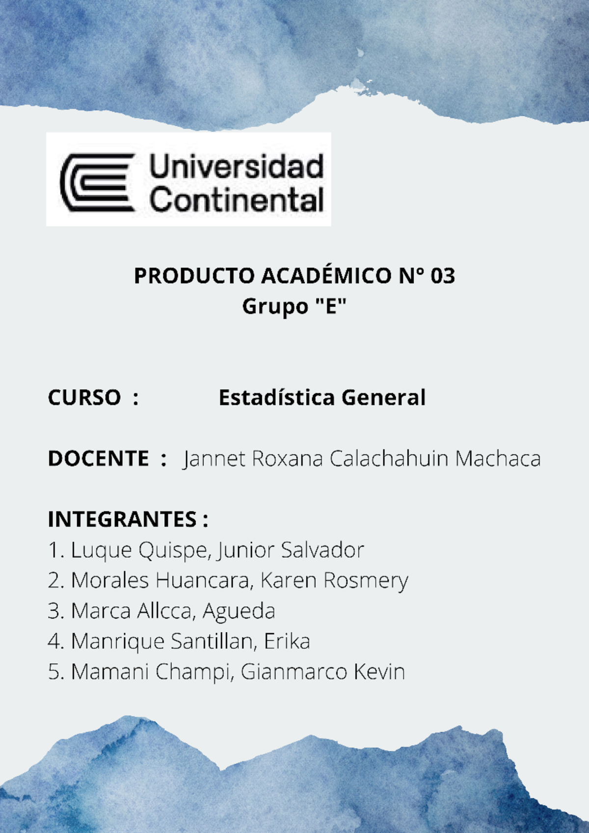 Producto Academico N° 03- Estadistica General - Producto AcadÈmico N∞ 3 Semipresencial ...