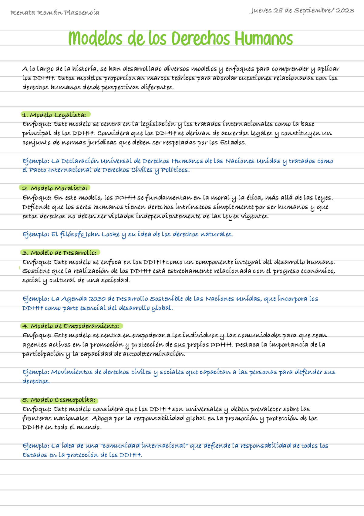 Modelos de los DDHH - Renata Roman Plascencia - A lo largo de la ...