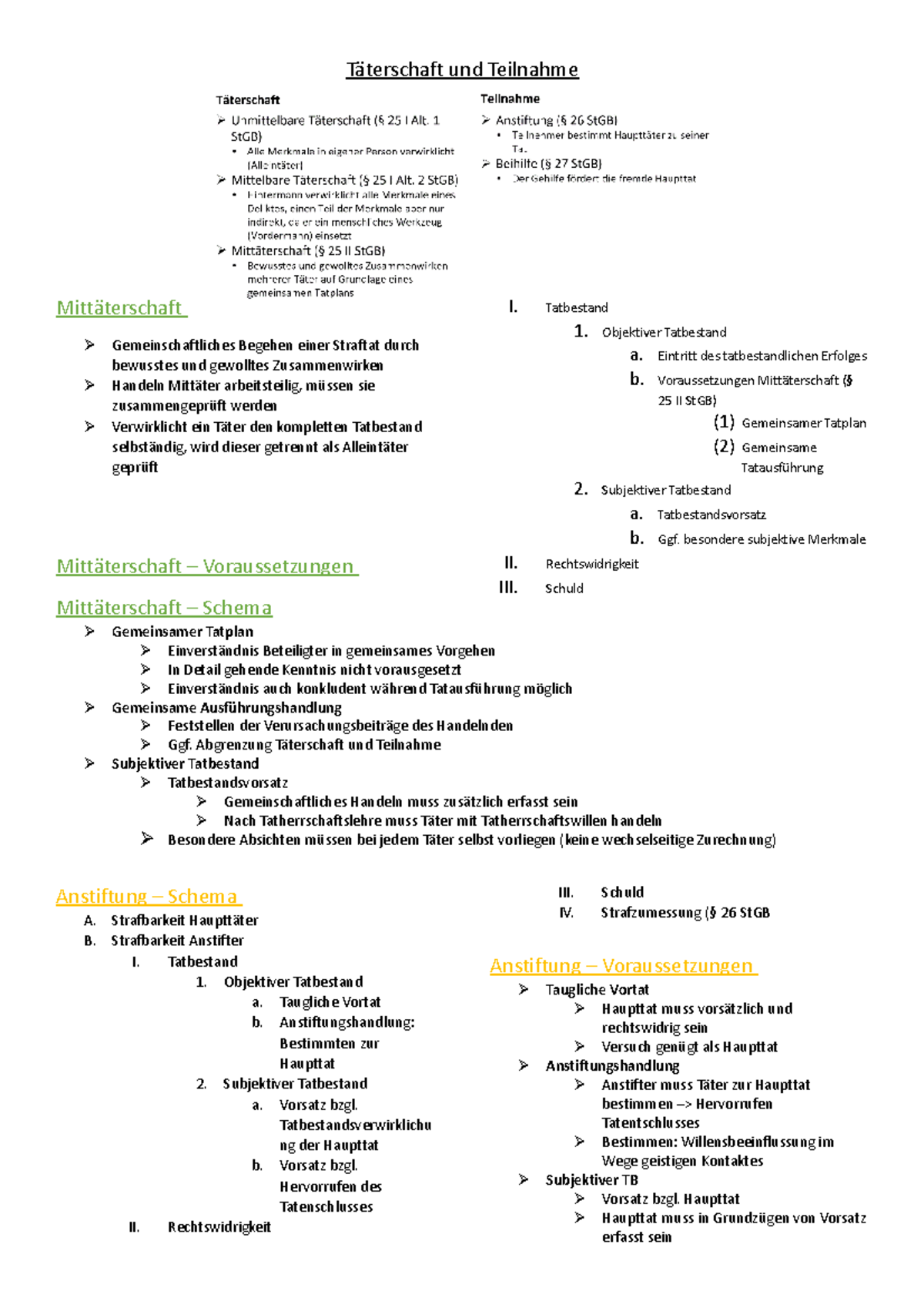 Täterschaft und Teilnahme - Täterschaft und Teilnahme Mittäterschaft ...