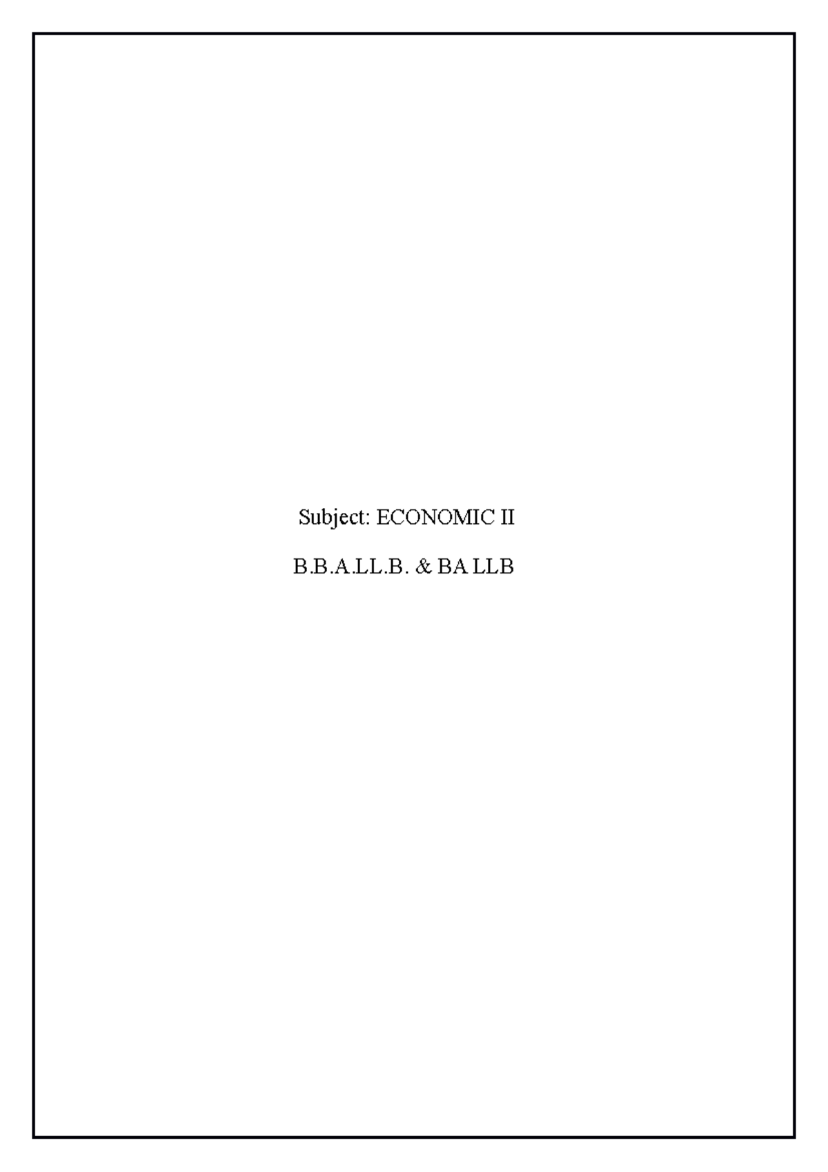 Economic II -Material - Subject: ECONOMIC II B.B.A.LL. & BA LLB Mapping ...
