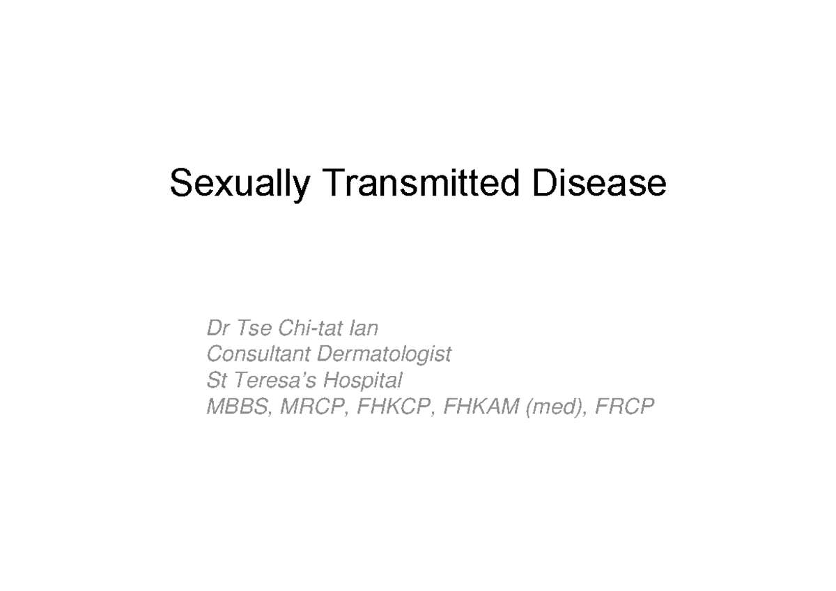 STD - Lecture note of diagnose and manage sexually transmitted disease ...