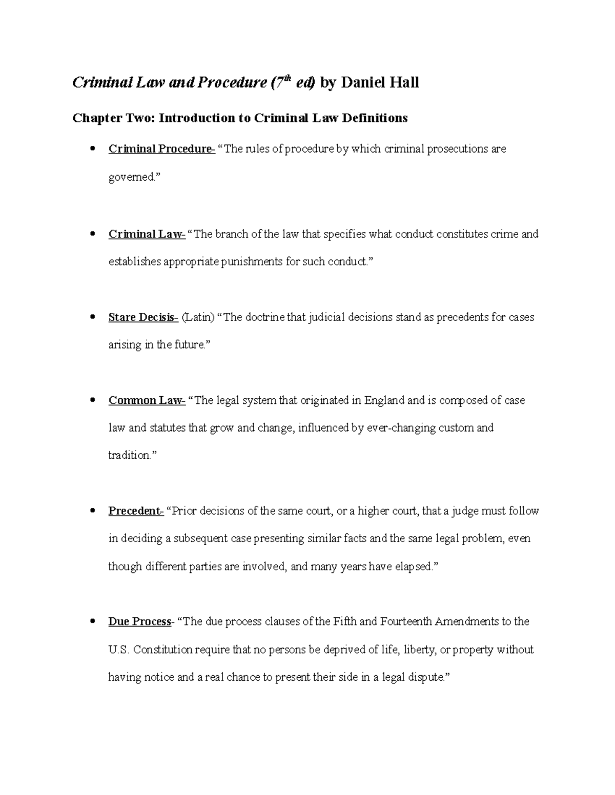 Criminal Law-Chapter Two Definitions - Criminal Law and Procedure (7th ...