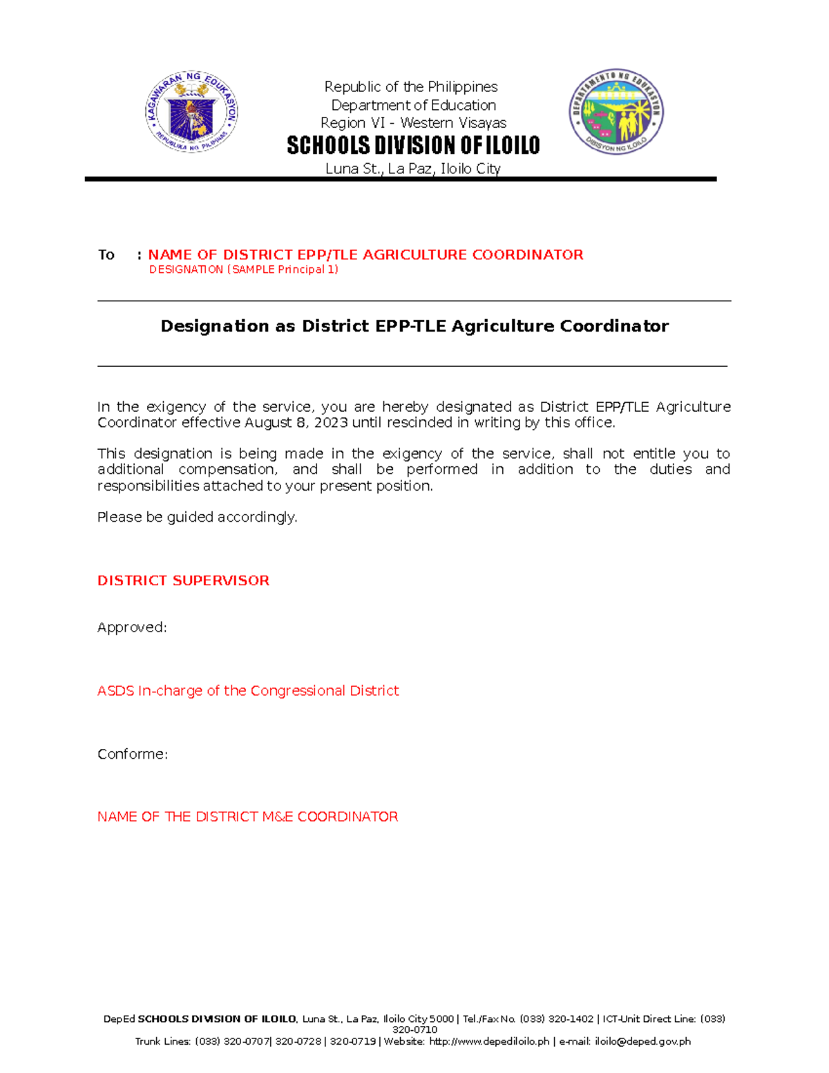 Designation-format - Republic of the Philippines Department of ...