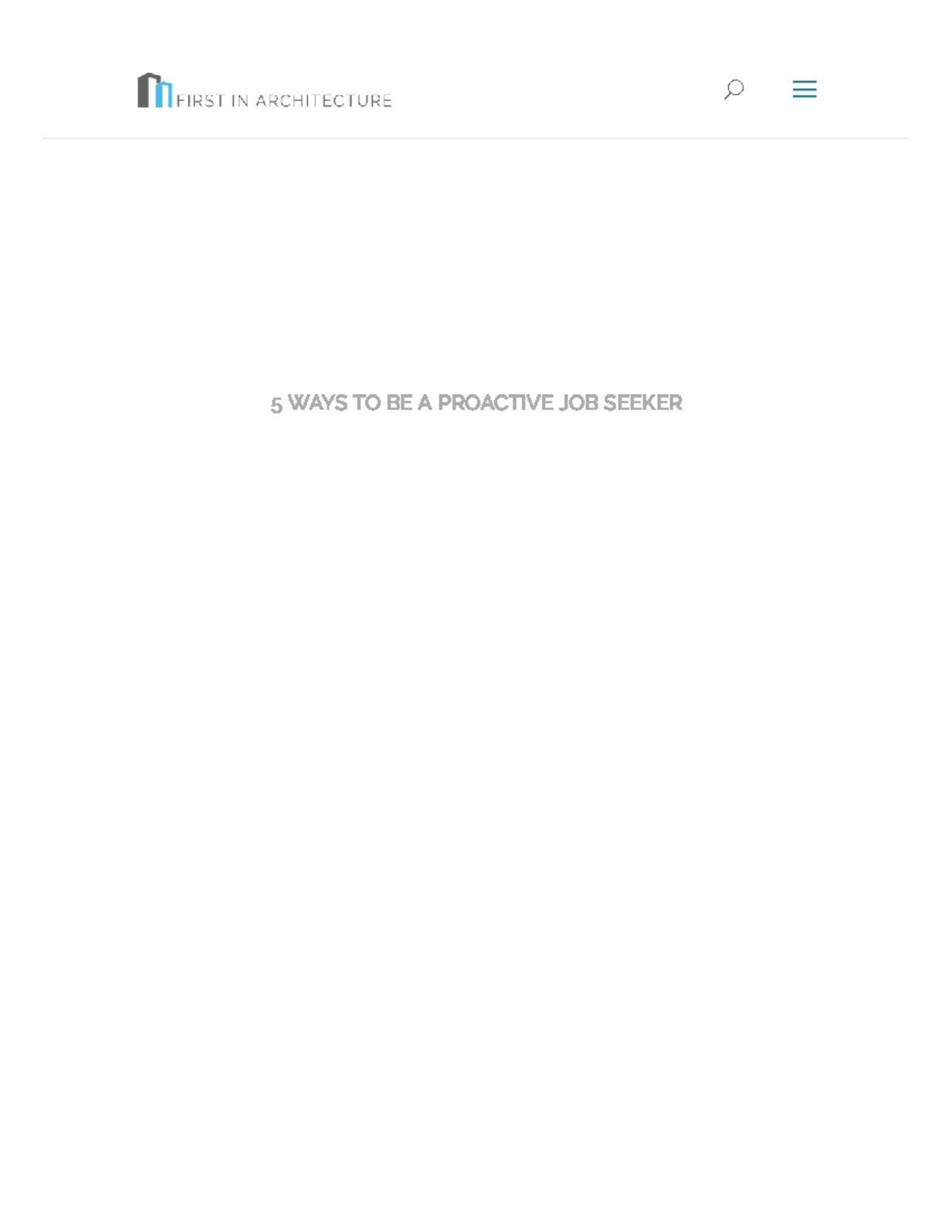 5 Ways to Be a Proactive Job-Seeker First in Architecture - 5 WAYS TO ...