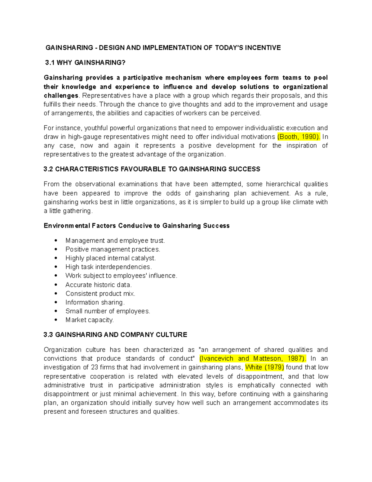 GAIN - gainsharing assignment2 - GAINSHARING - DESIGN AND ...