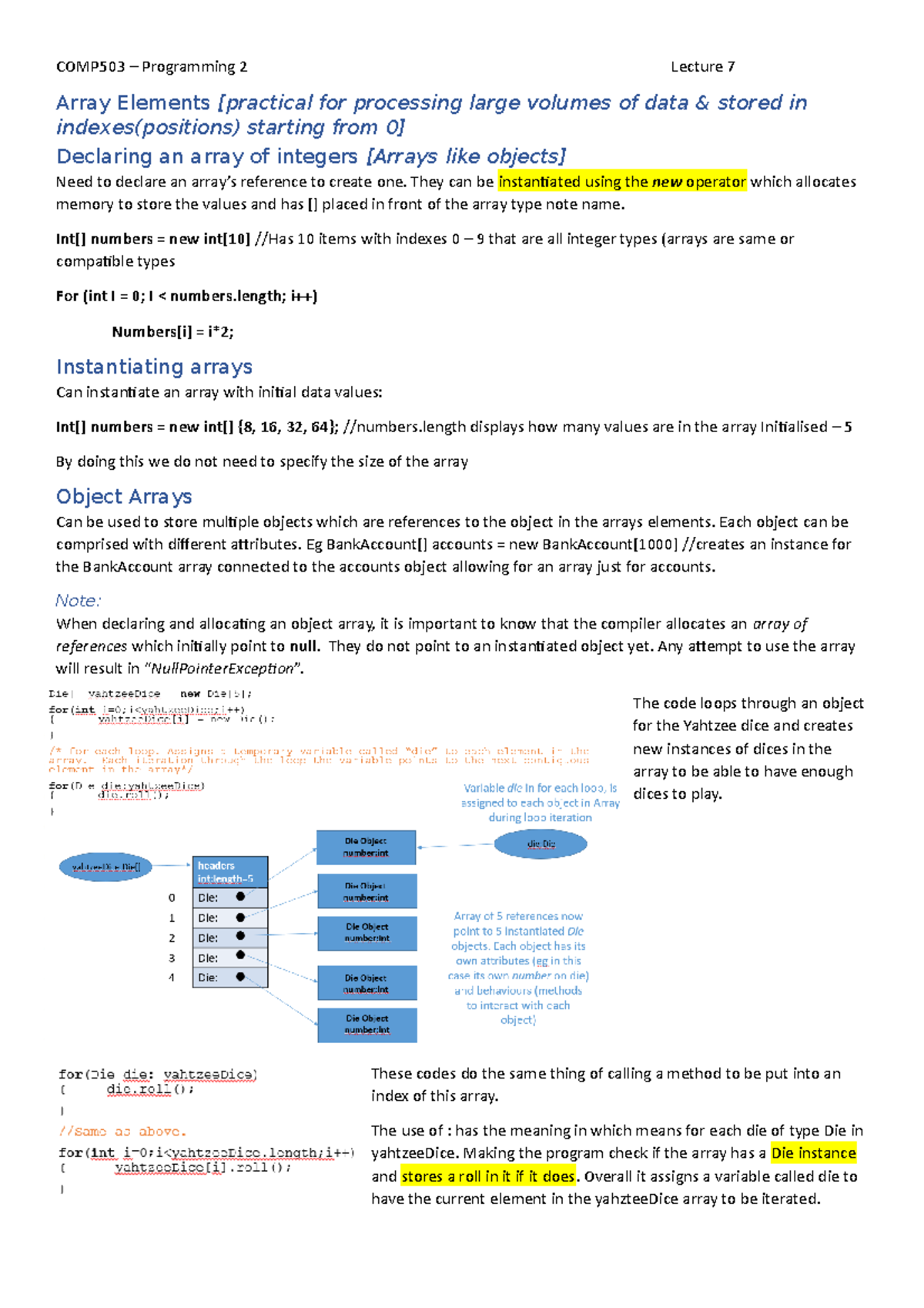 Programming Two Lecture Seven - COMP503 – Programming 2 Lecture 7 Array ...