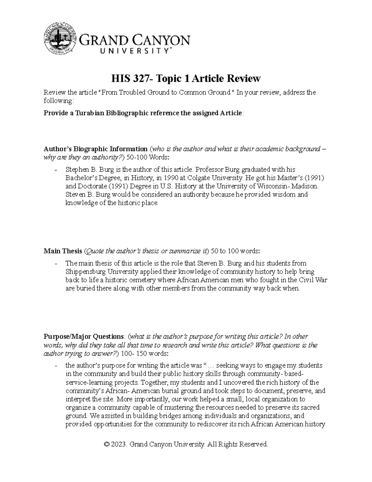 Article Review - HIS 327- Topic 1 Article Review Review the article ...