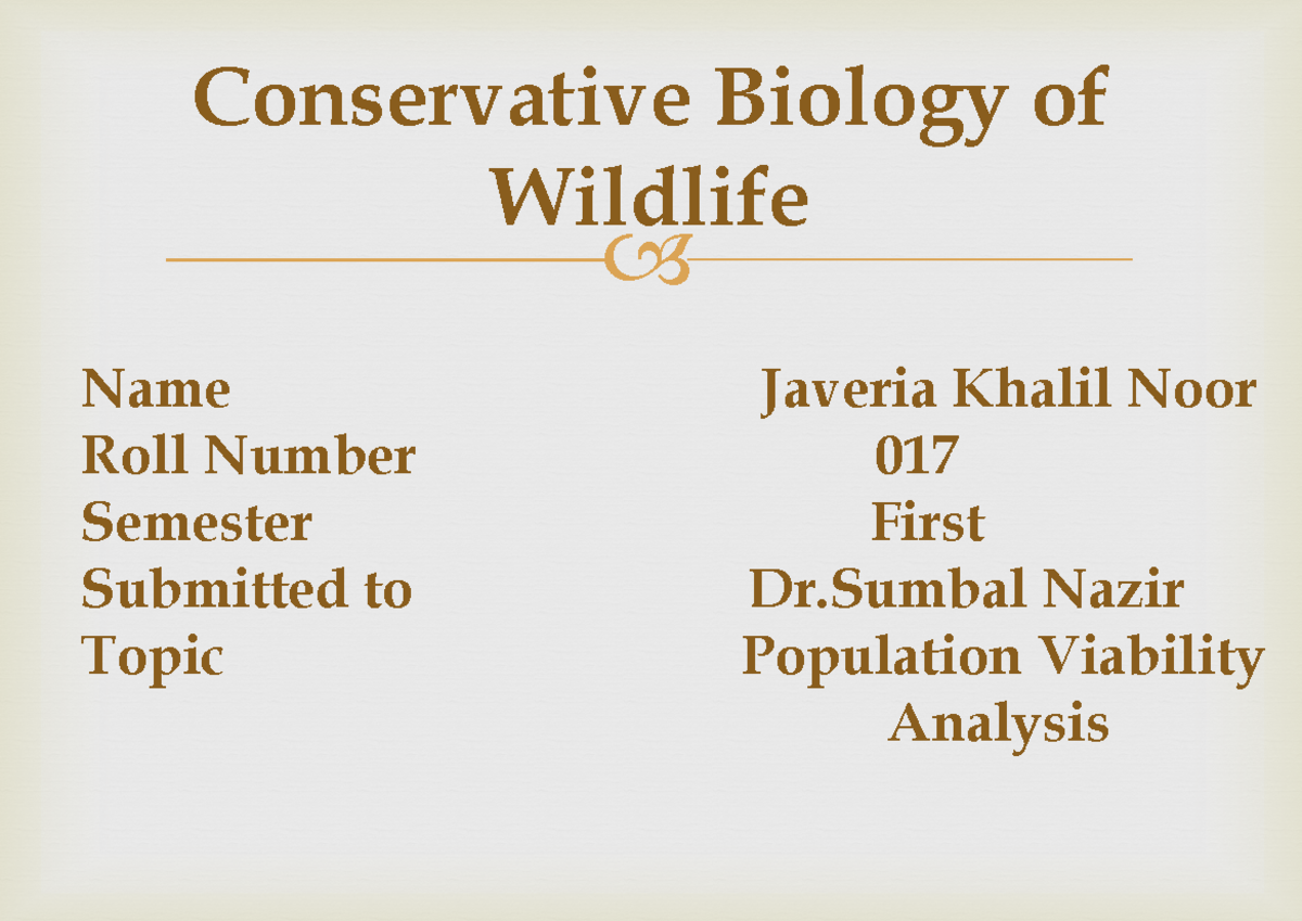 15 002 Presentation Population Viability Analyses Conservative