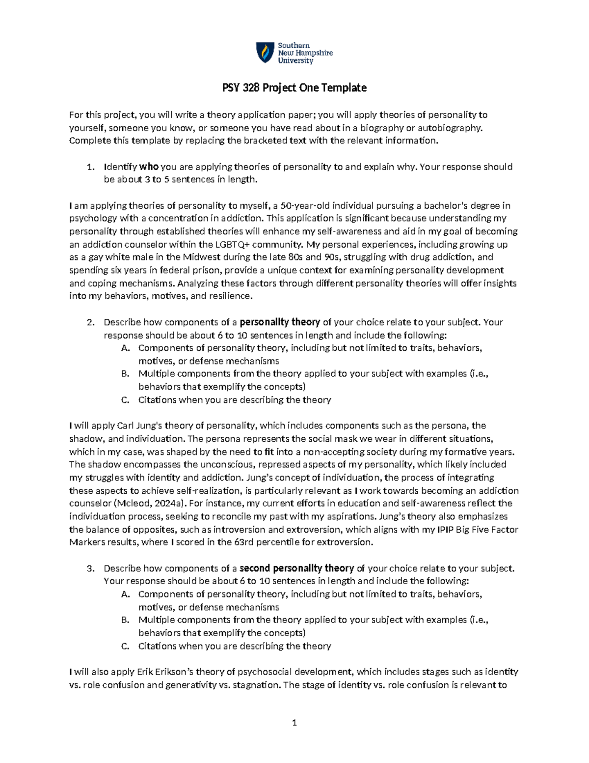 PSY 328 Project One - PSY 328 Project One Template For this project ...