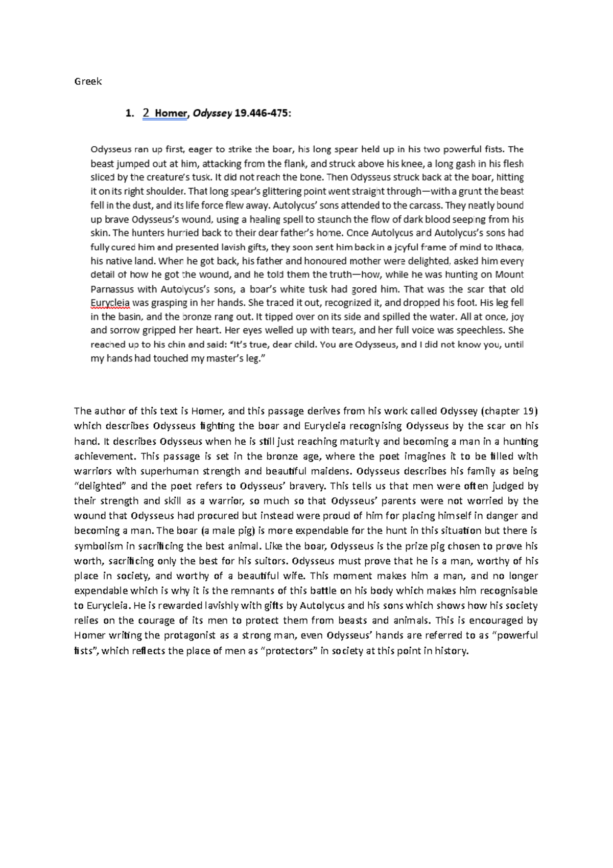 Final test - Greek The author of this text is Homer, and this passage ...