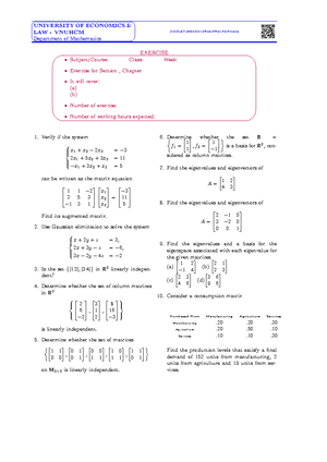 HW Chapter 4 - Exercise - EXERCISES AT THE END OF CHAPTER 4 Consider two types of goods, X and Y ...