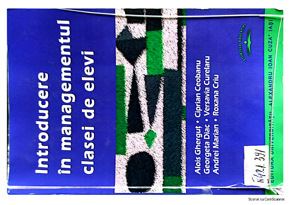Intoducere în managementul clasei de elevi - Management - Studocu