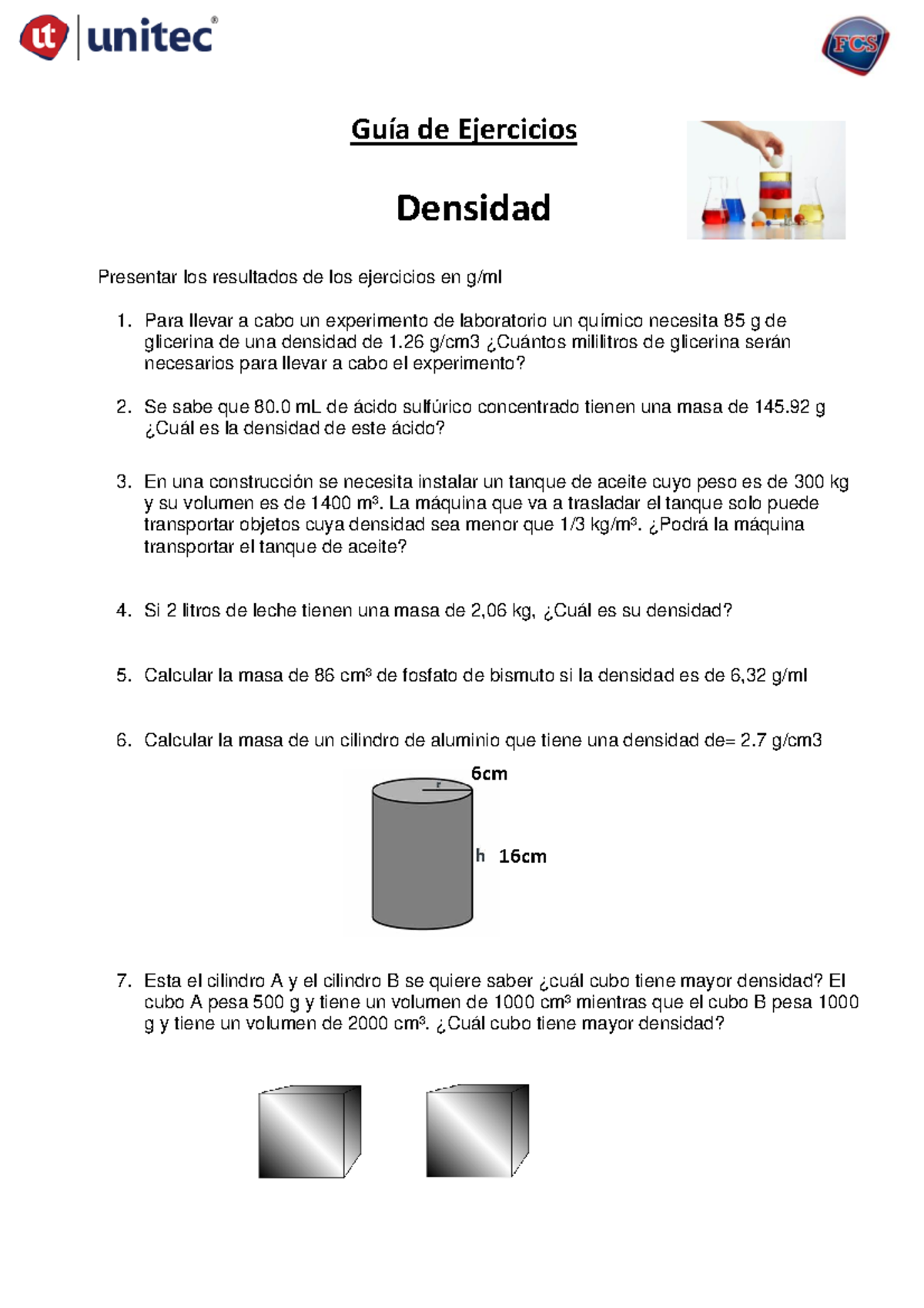 Guía de Densidad Q4 - guia util - Guía de Ejercicios Densidad Presentar ...