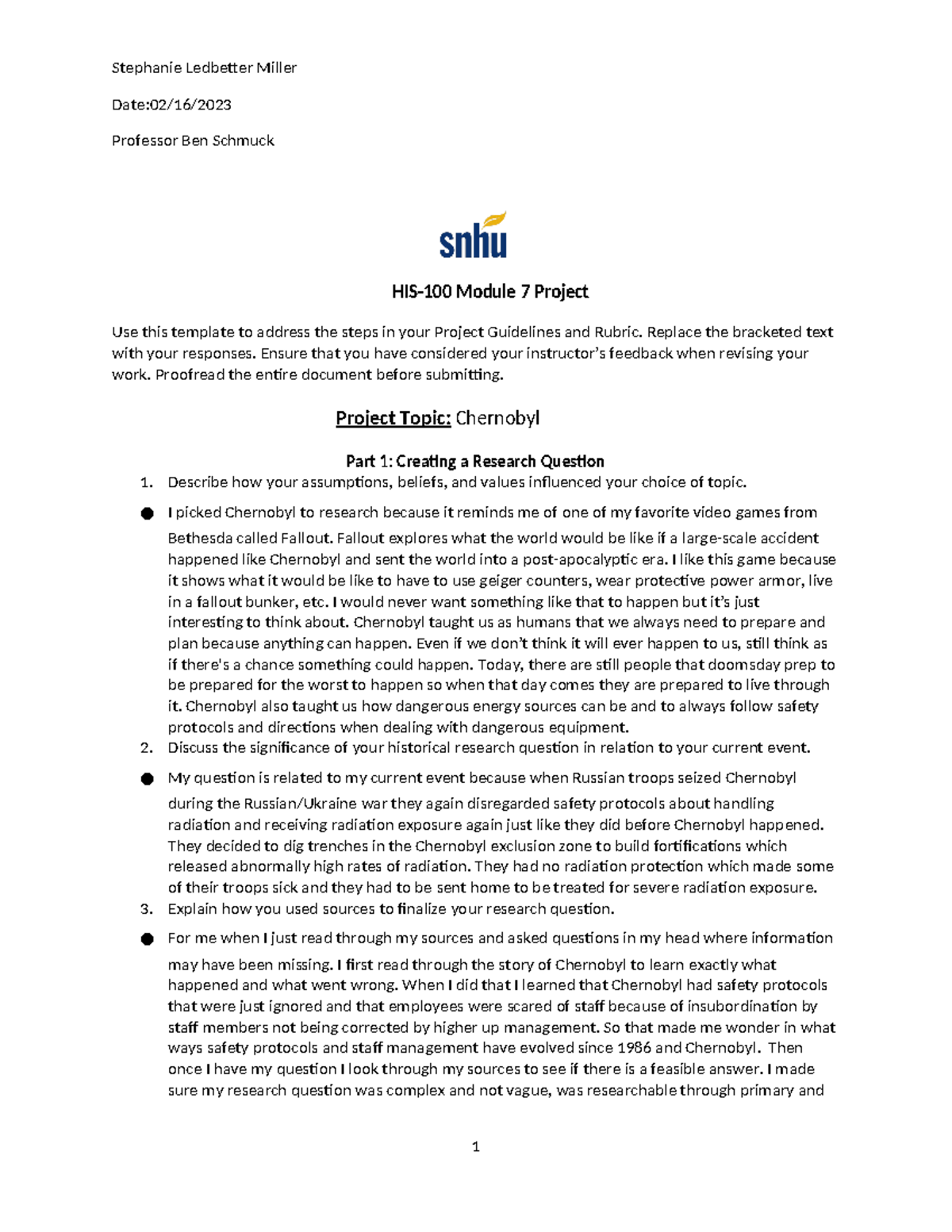 HIS 100 Project Template Stephanie Ledbetter 02 17 2023 copy - Date:02 ...