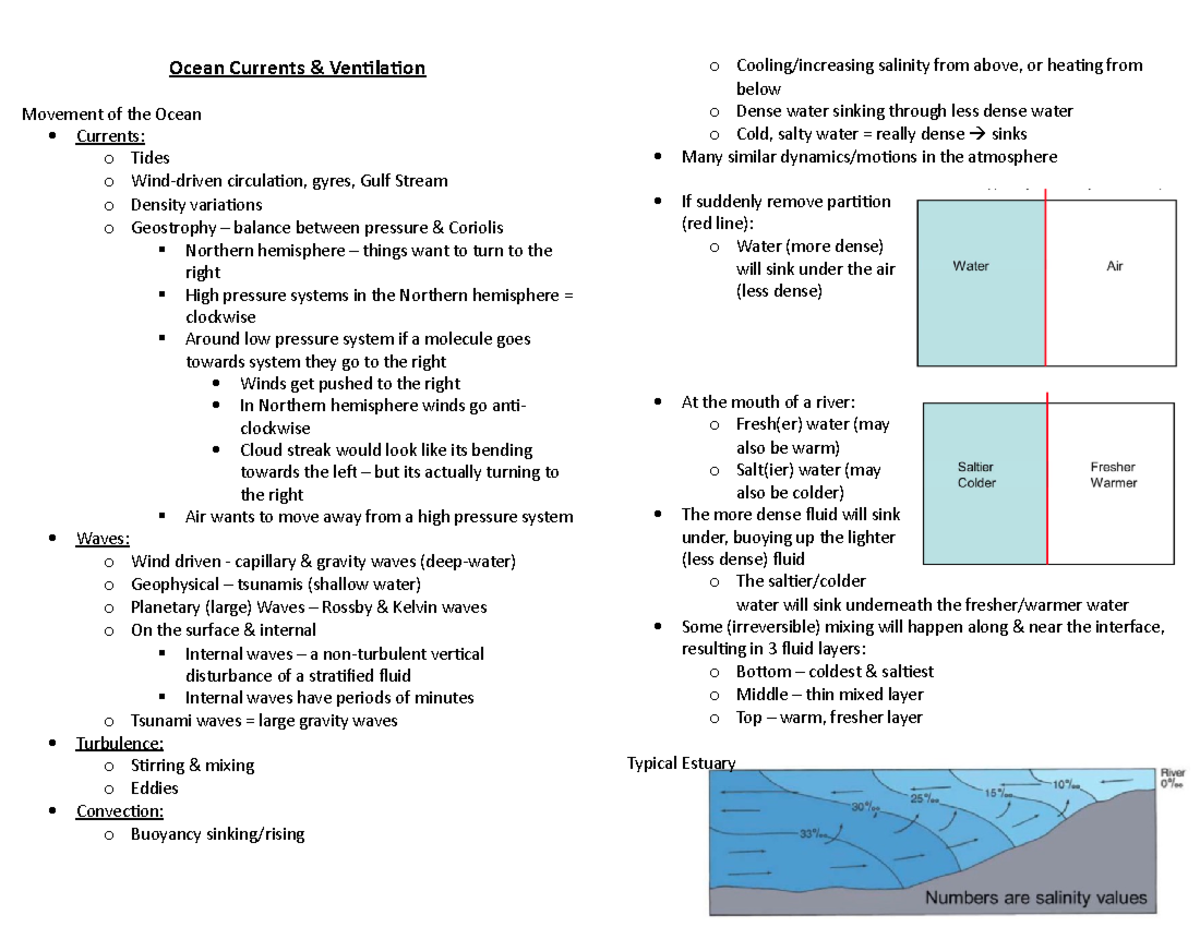 Ocean Currents & Ventilation - Ocean Currents & Ventilation Movement of ...