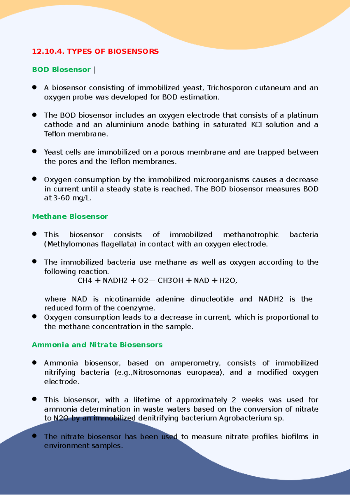 -CSIR JRF Lifescience UNIT 12 PART 2( Biosensors) - 12.10. TYPES OF ...