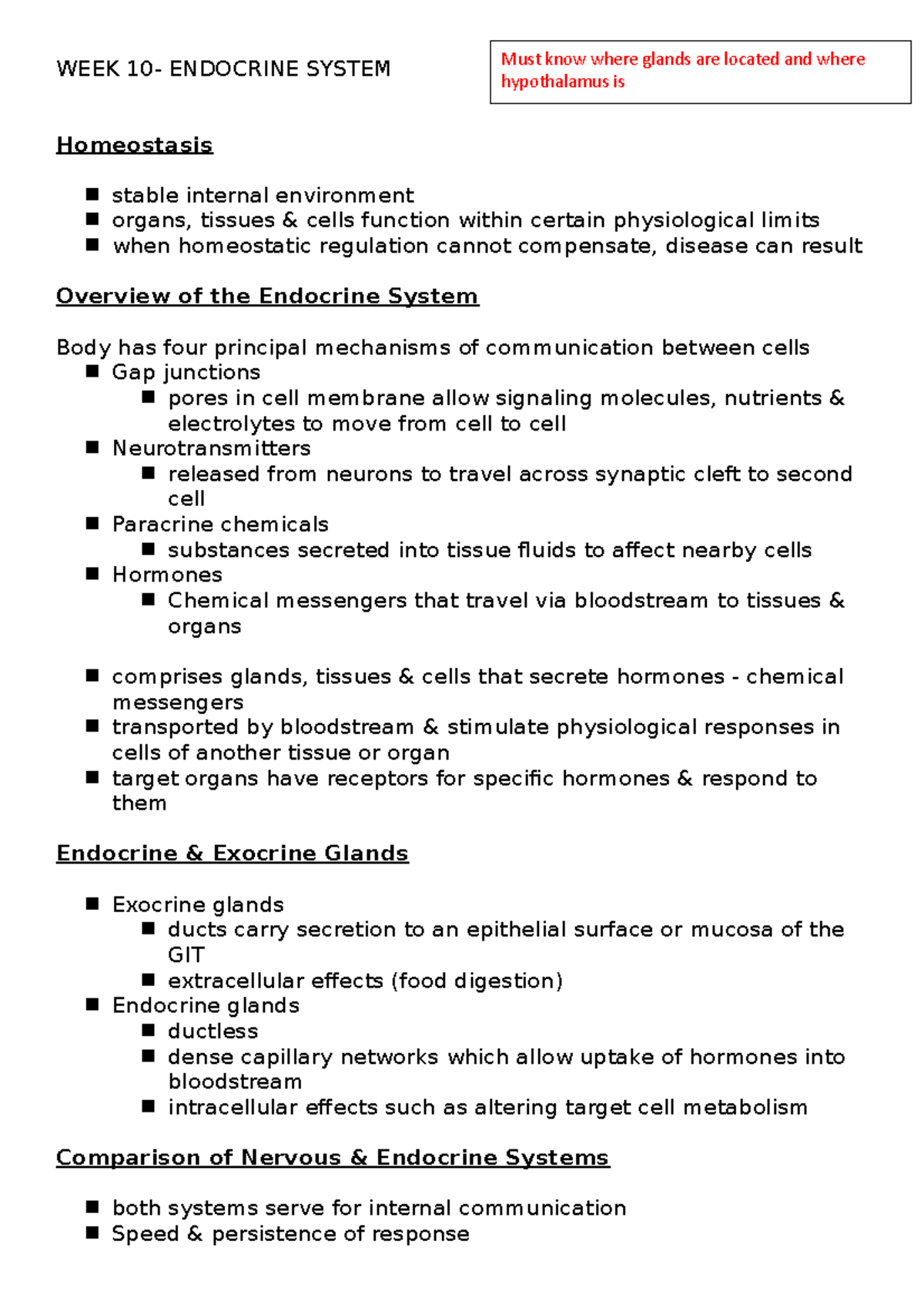 WEEK 10 - Endocrine System- Rachel - WEEK 10- ENDOCRINE SYSTEM ...