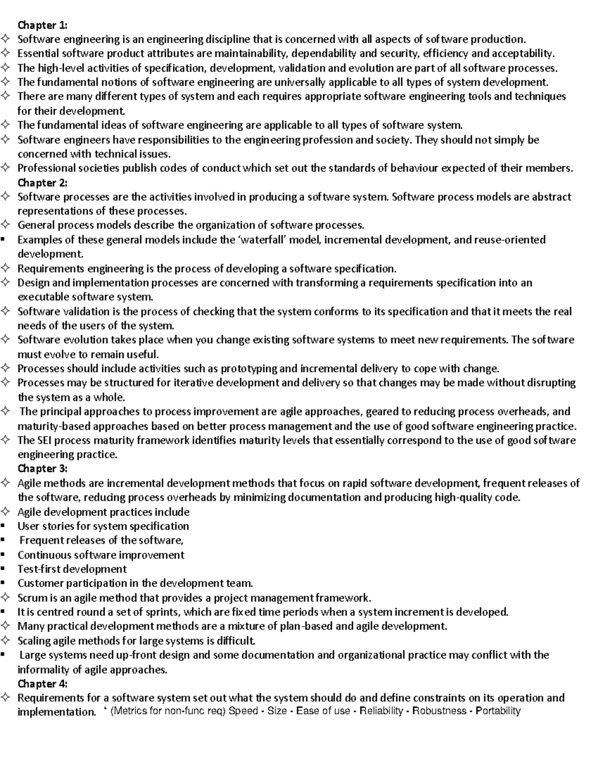Cheat Sheet - Chapter 1: Software engineering is an engineering ...