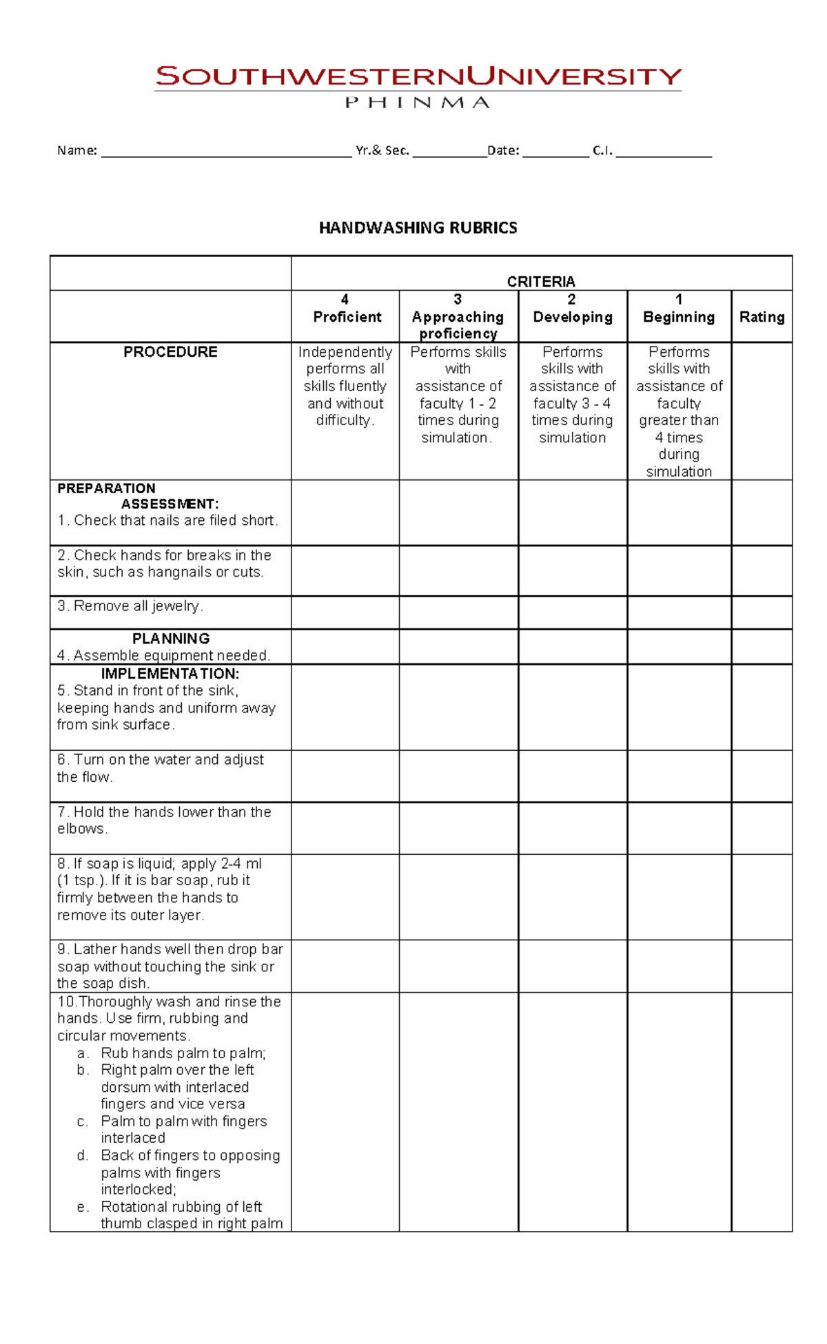 All retdem rubrics - Name: __________________________________ Yr.& Sec ...