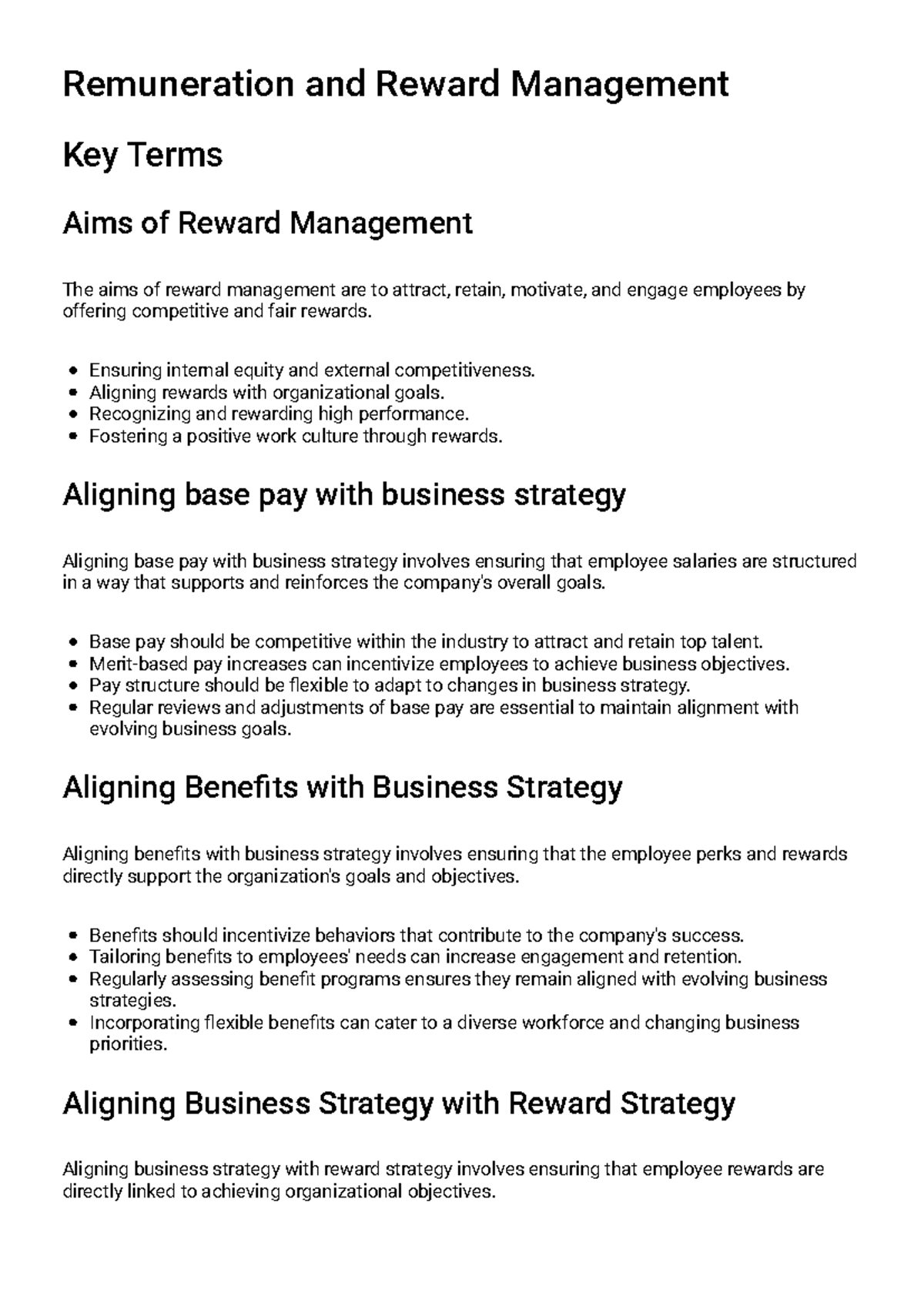Remuneration and Reward Management-Study Guide - Remuneration and ...