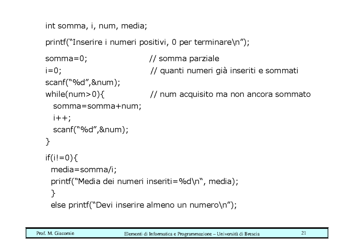 Esercizi prog. 1 - # . - Studocu