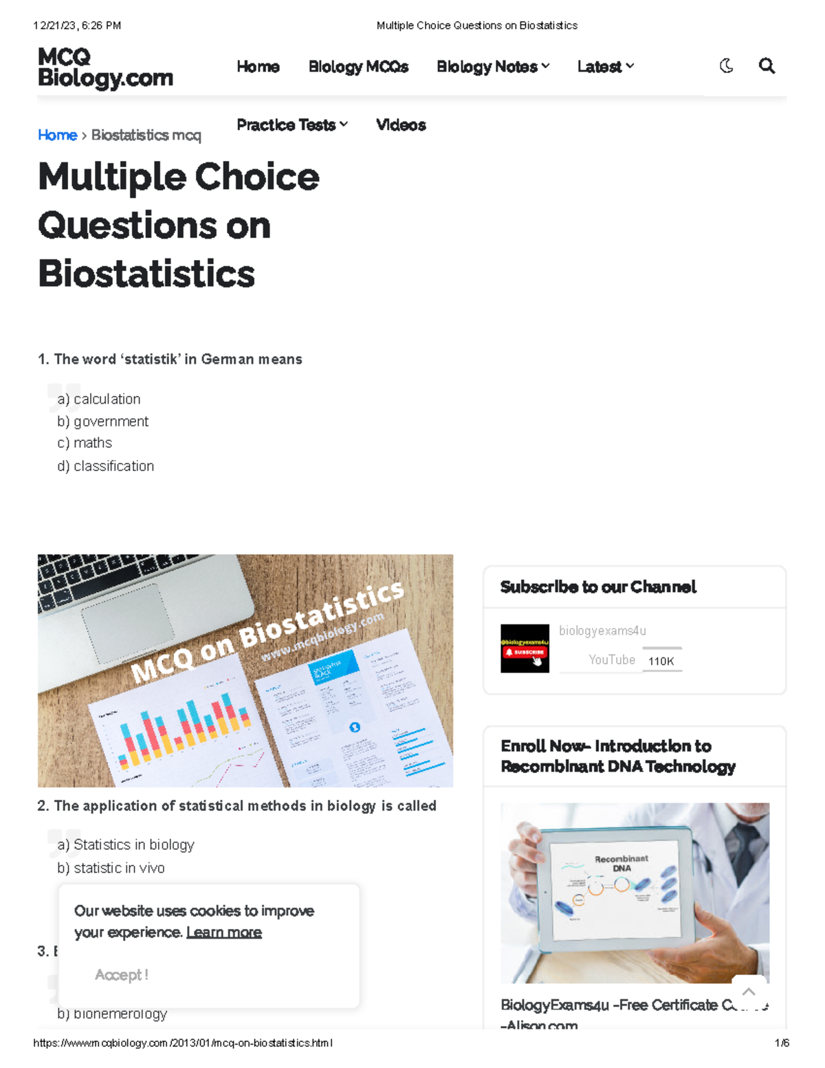 Multiple Choice Questions on Biostatistics - Home Biostatistics mcq Multiple Choice Questions on ...