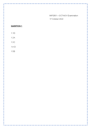 MIP2601 ASS2 - Assignment questions - MIP2601/102/0/ Tutorial Letter ...