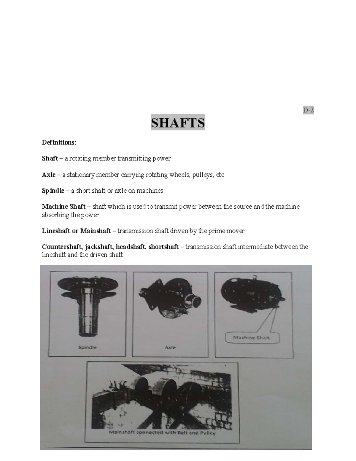 Mechanical Engineering- Theory of Machines - Shafts - D- SHAFTS ...
