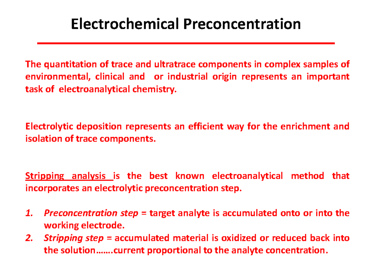 Lecture notes, lecture 12 - Electrochemical Preconcentration The ...