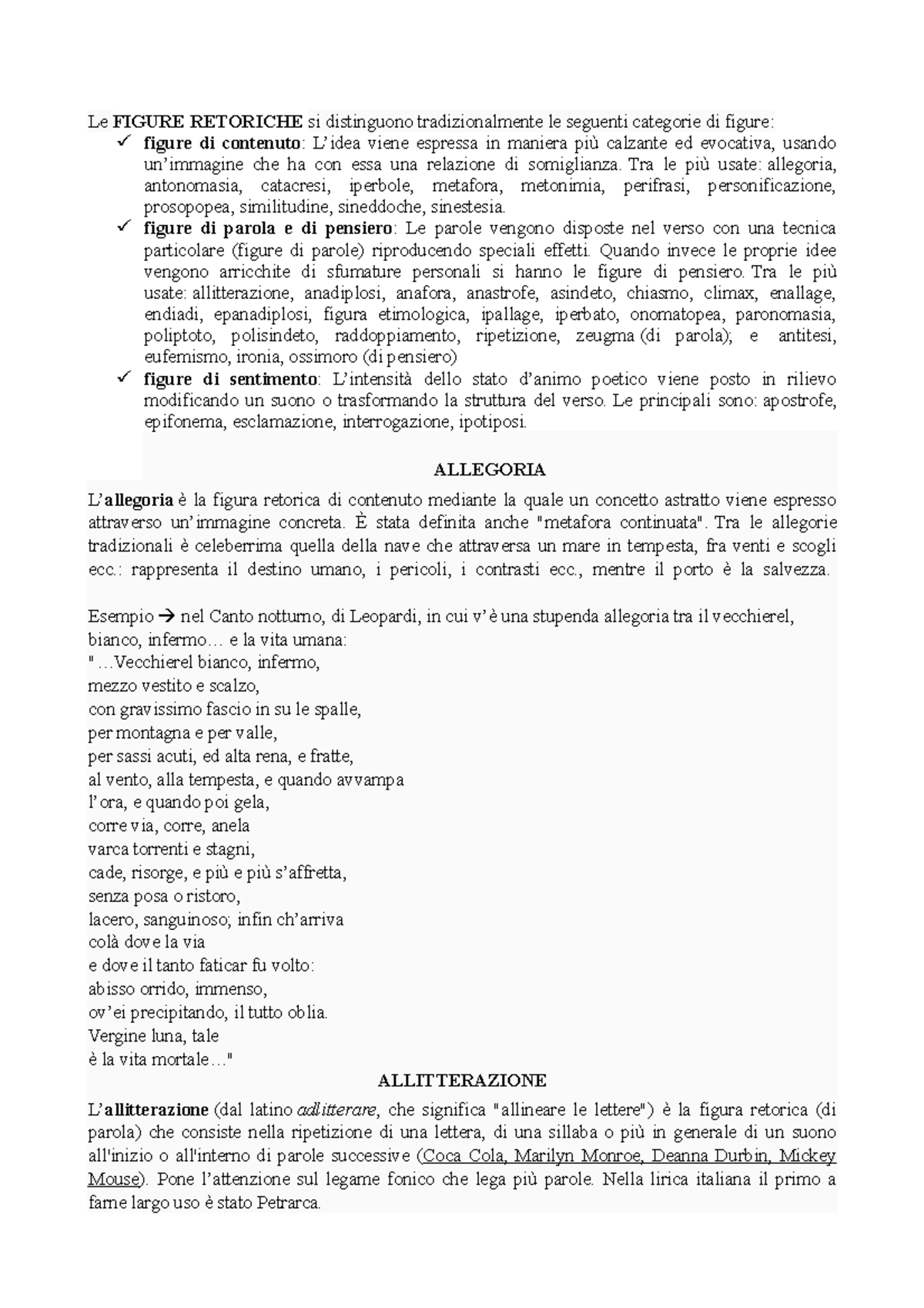 Figure Retoriche - Le FIGURE RETORICHE - Studocu