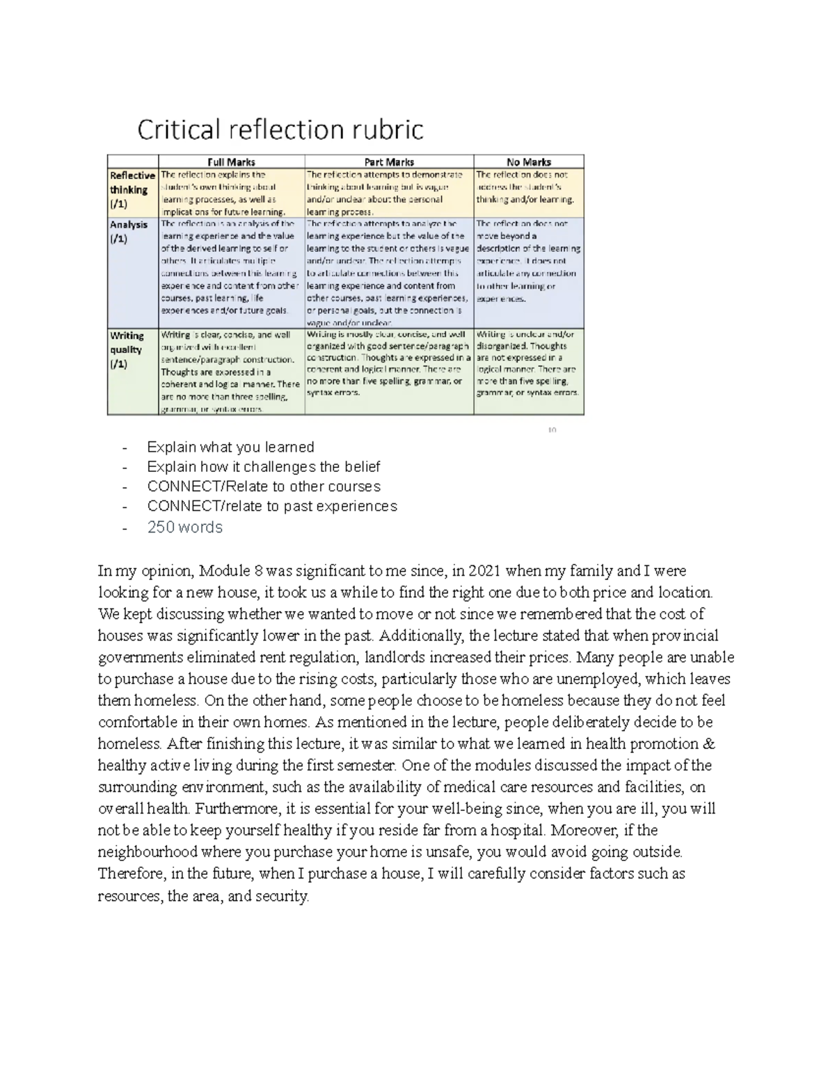 Reflection WEEK 8 10 - Explain what you learned Explain how it challenges the belief CONNECT ...