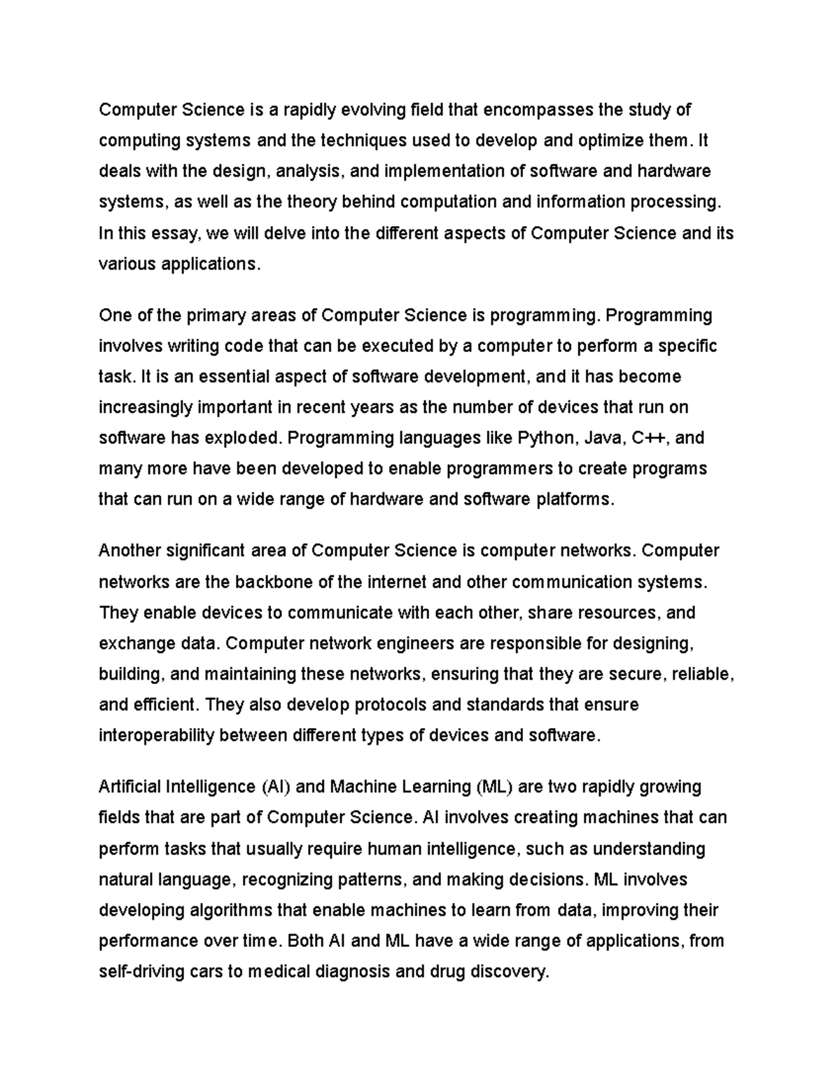 Studoc-3 - Class notes - Computer Science is a rapidly evolving field ...