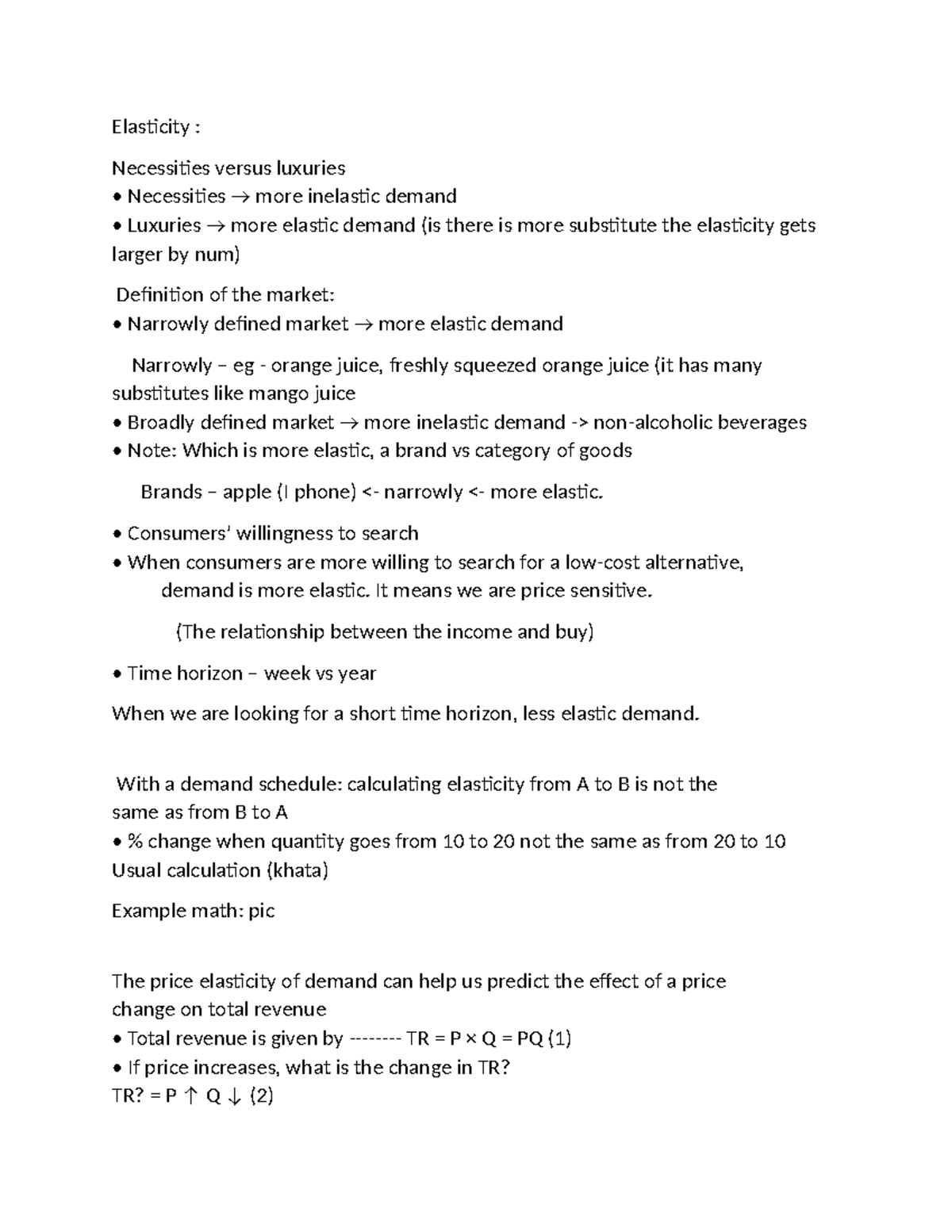 ECON Elasticity - this is the lecture notes. feel free to use them ...