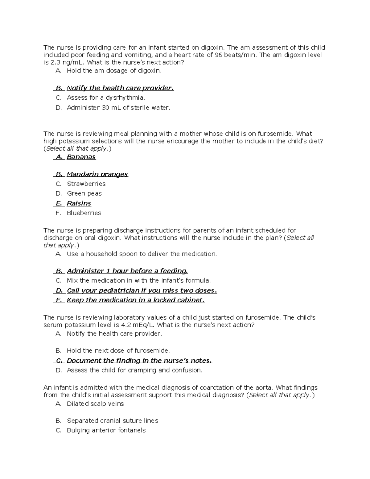 Hesi practice quest RN Ped - The nurse is providing care for an infant ...