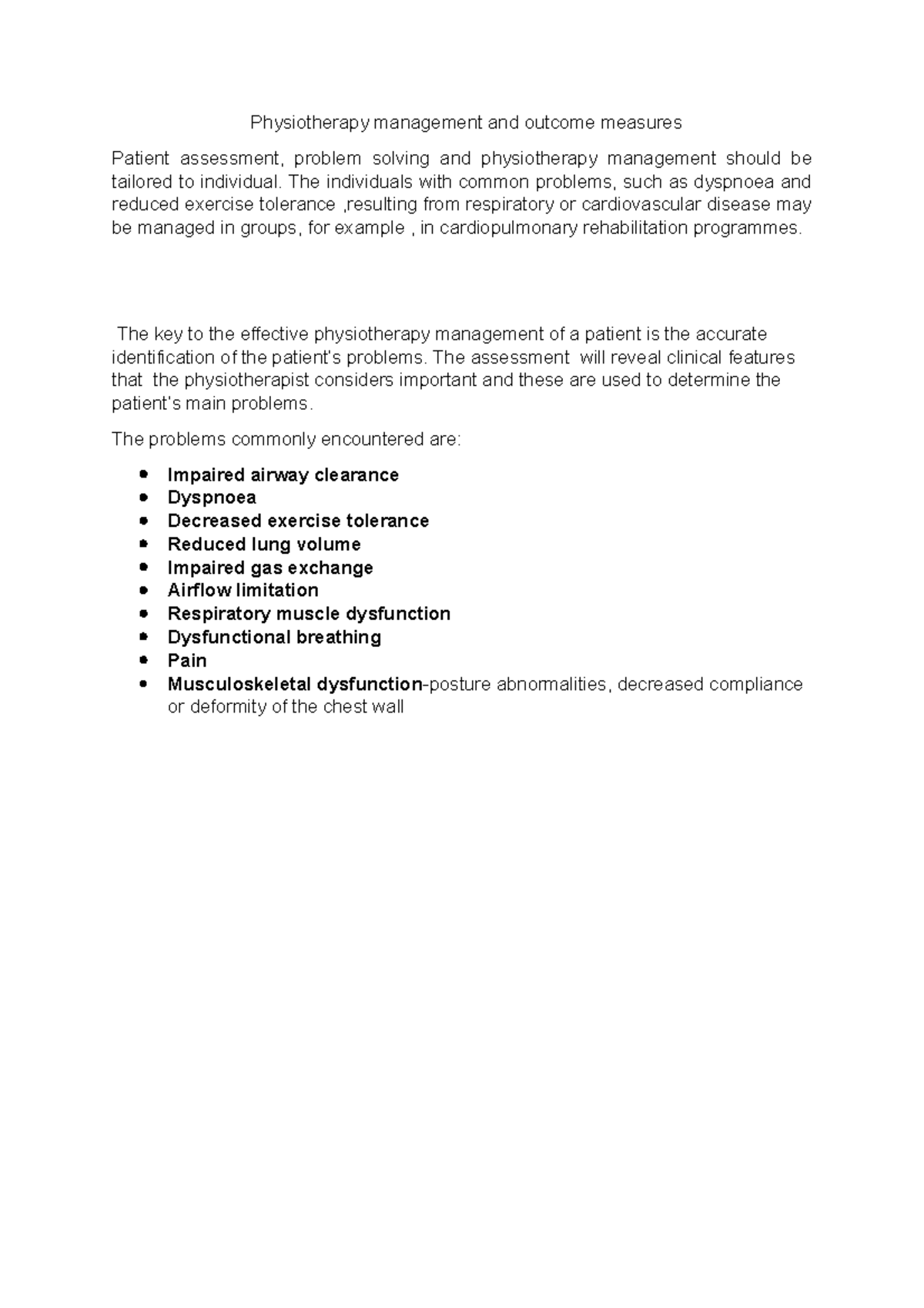 Physiotherapy management - The individuals with common problems, such ...