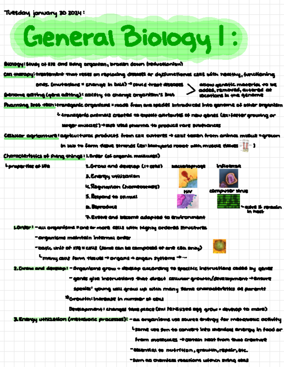 General Biology I (My Gorgeous Notes) - Tuesday january 30 2024 : S ...