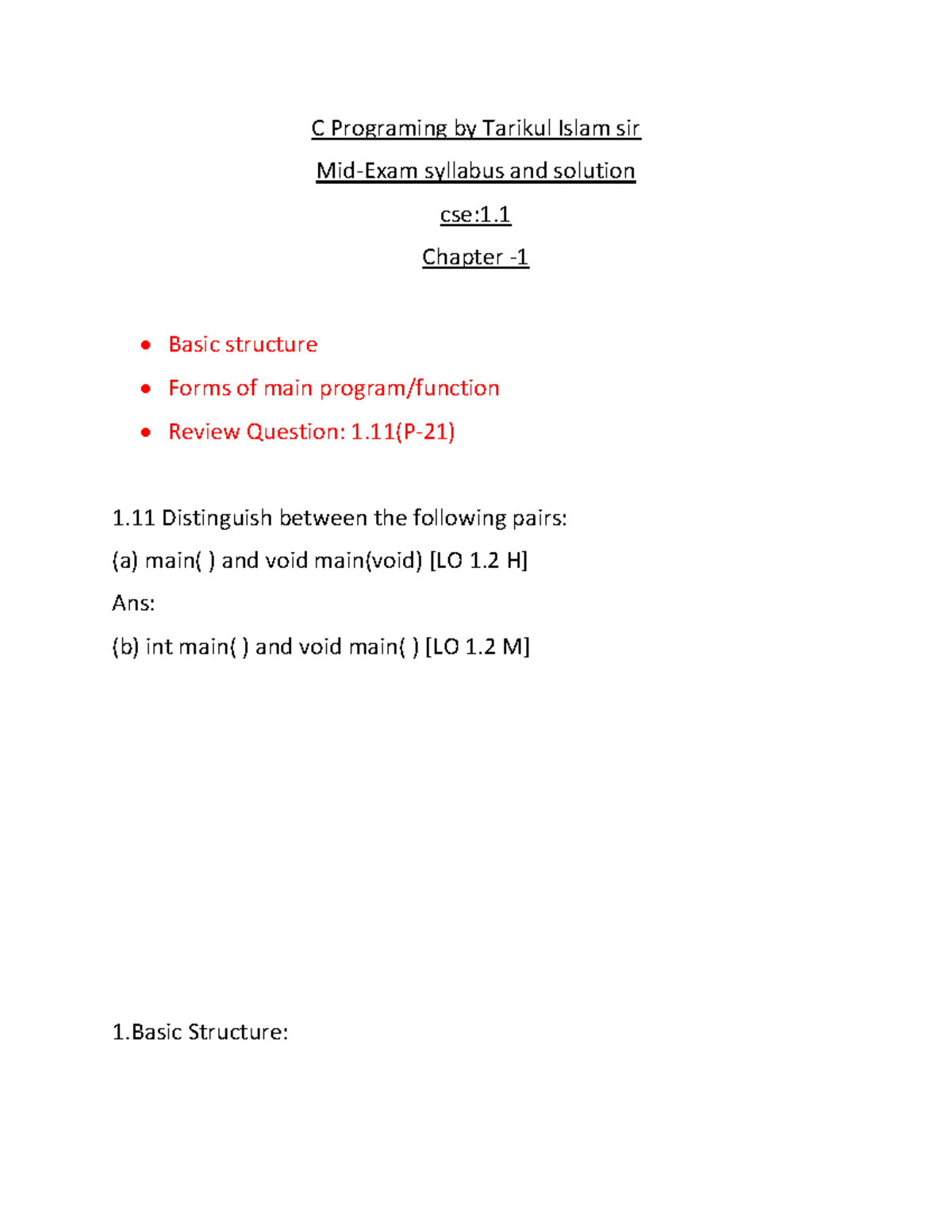C Programing by Tarikul Islam sir (Autosaved) - C Programing by Tarikul ...