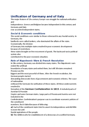 Italian unification revision booklet - Italian Unification Revision ...