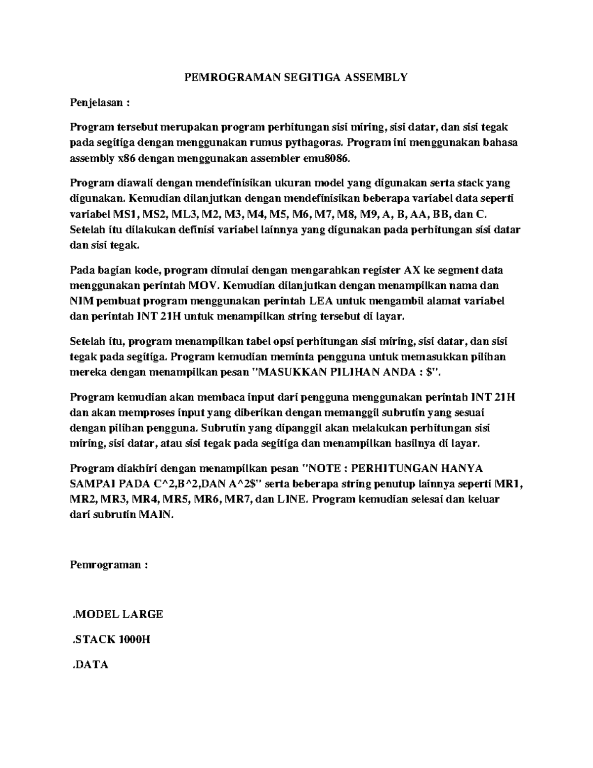 Pemrograman Segitiga Assembly - PEMROGRAMAN SEGITIGA ASSEMBLY ...