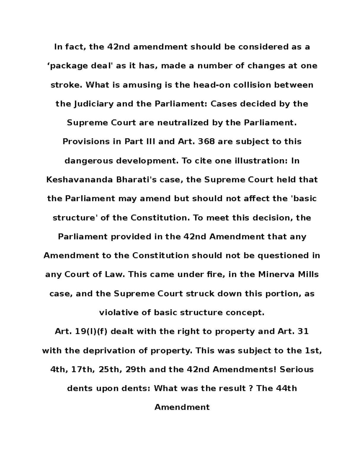 PART 1- Constitution of India - In fact, the 42nd amendment should be ...