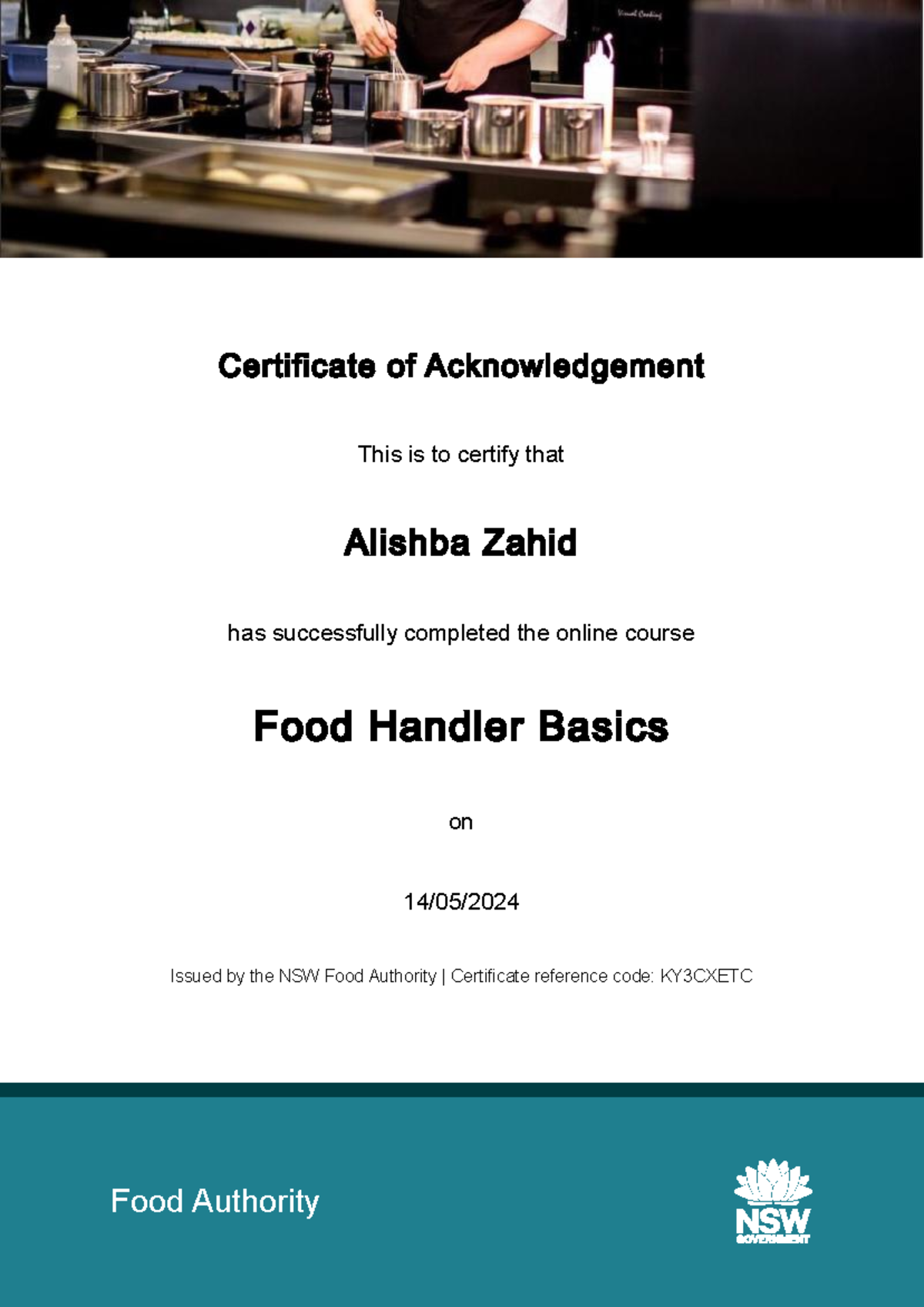 File Handler Basics Certificate-KY3 Cxetc - Certificate of Acknowledgement This is to certify ...