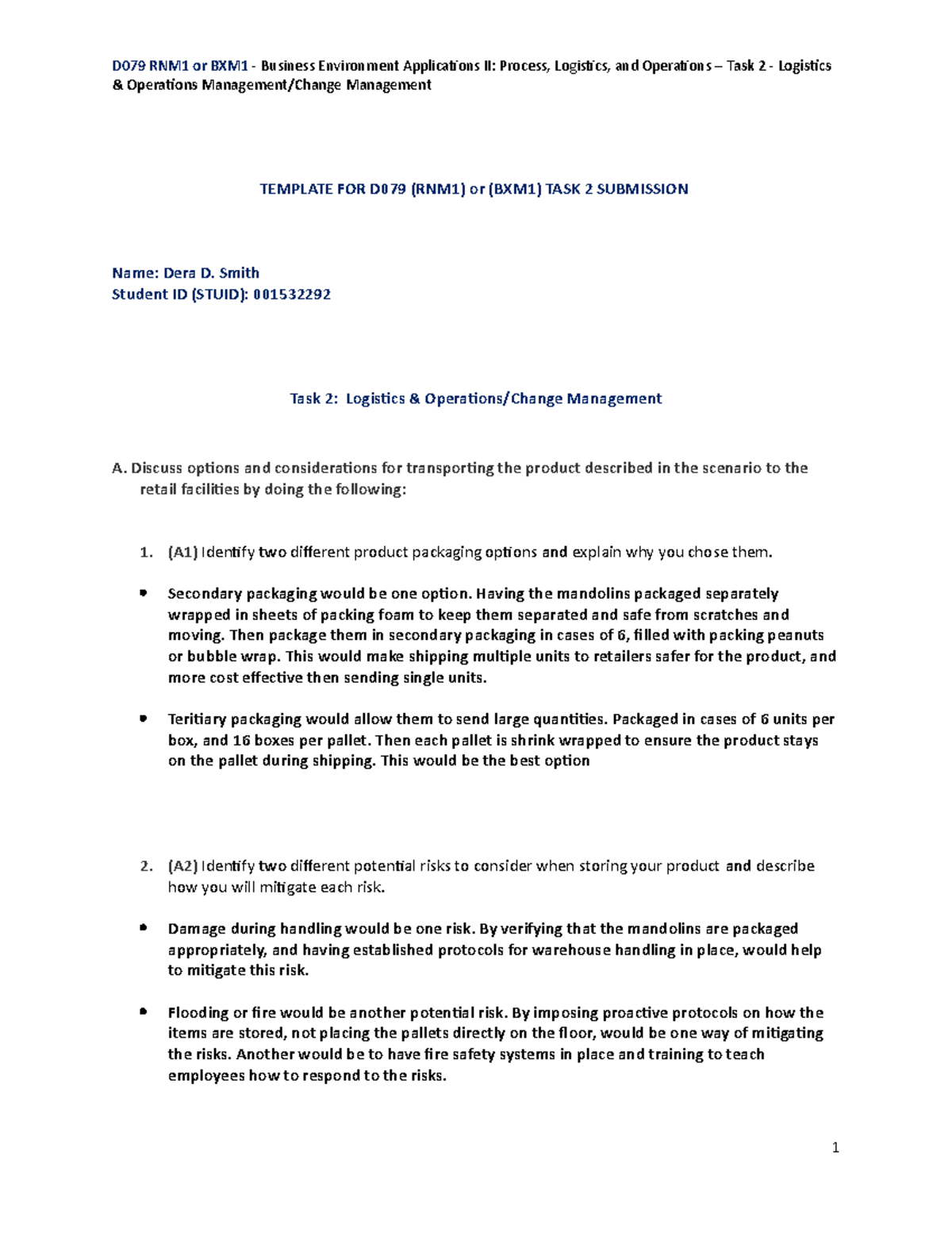 D079 - Task 2 - Passed - D079 RNM1 or BXM1 Business Environment ...