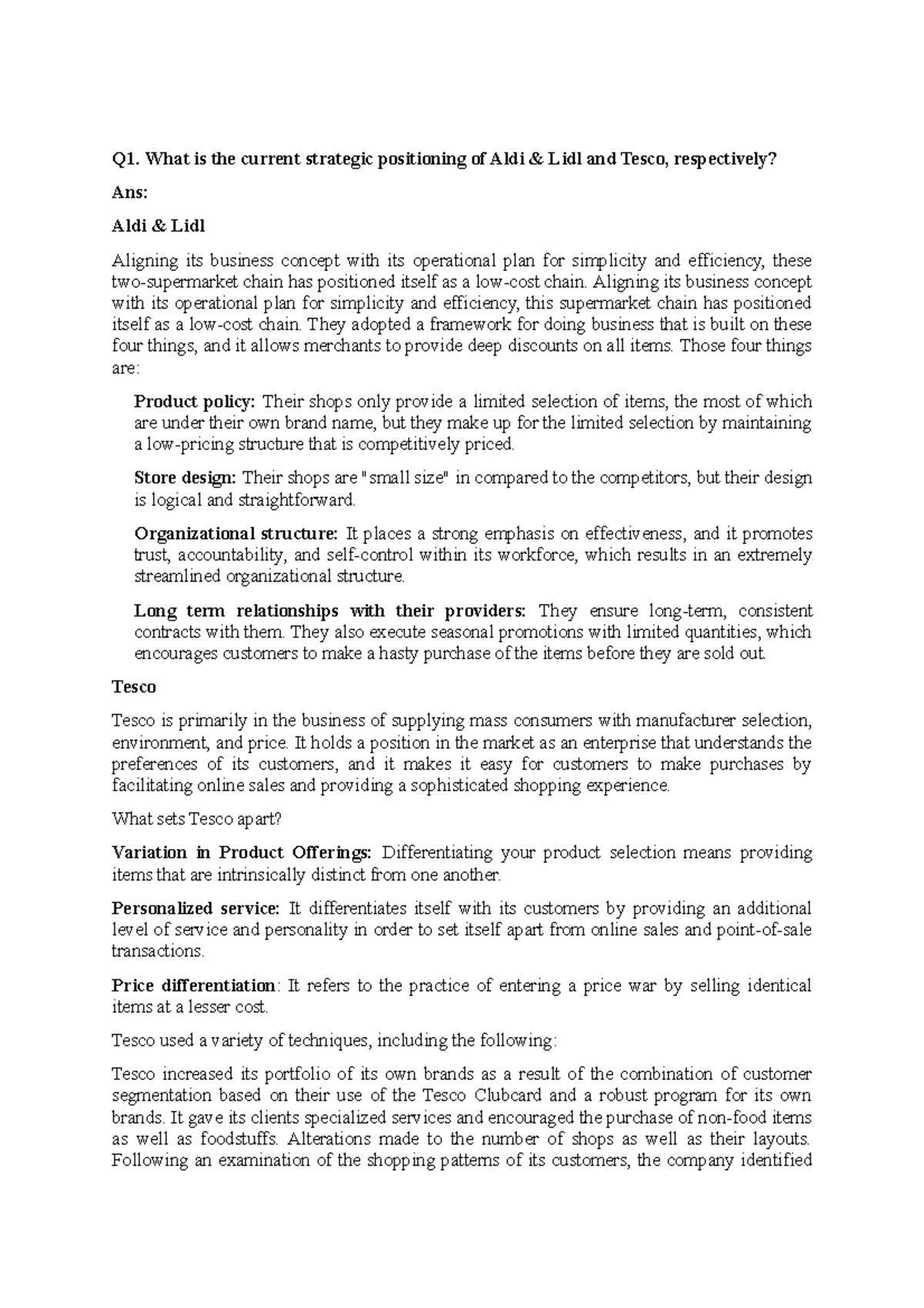 TFDA - sad na sd adscf - Q1. What is the current strategic positioning ...