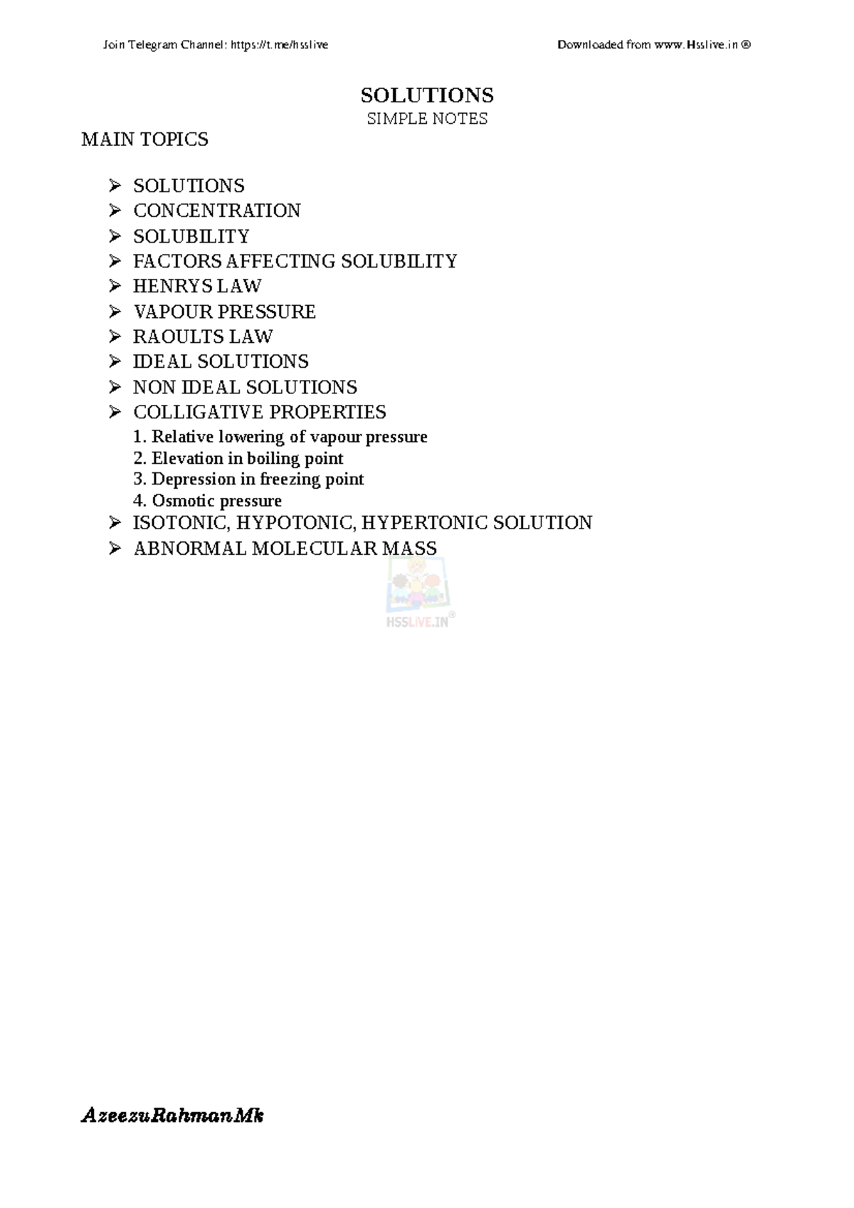 Hsslive x Ii chemistry unit 2 solutions - SOLUTIONS SIMPLE NOTES MAIN ...