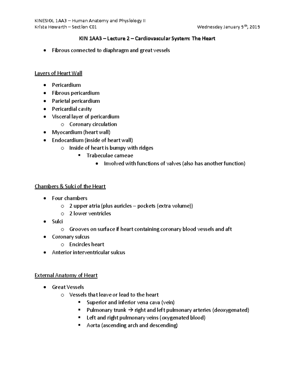 KIN 1AA3 - Lecture 2 - Dr. Krista Howarth - Krista Howarth – Section ...